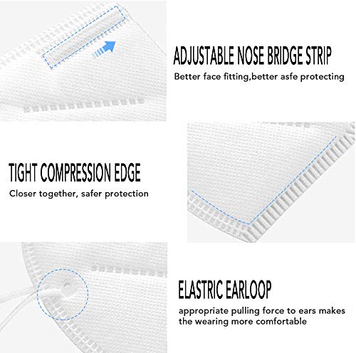 YIDERBO White KN95 Face Mask Pack of 20 Individually Packaged 5-Ply Disposable Face Masks Filter Efficiency≥95% Protection Against PM2.5, Fire Smoke, Dust Cup Dust Mask