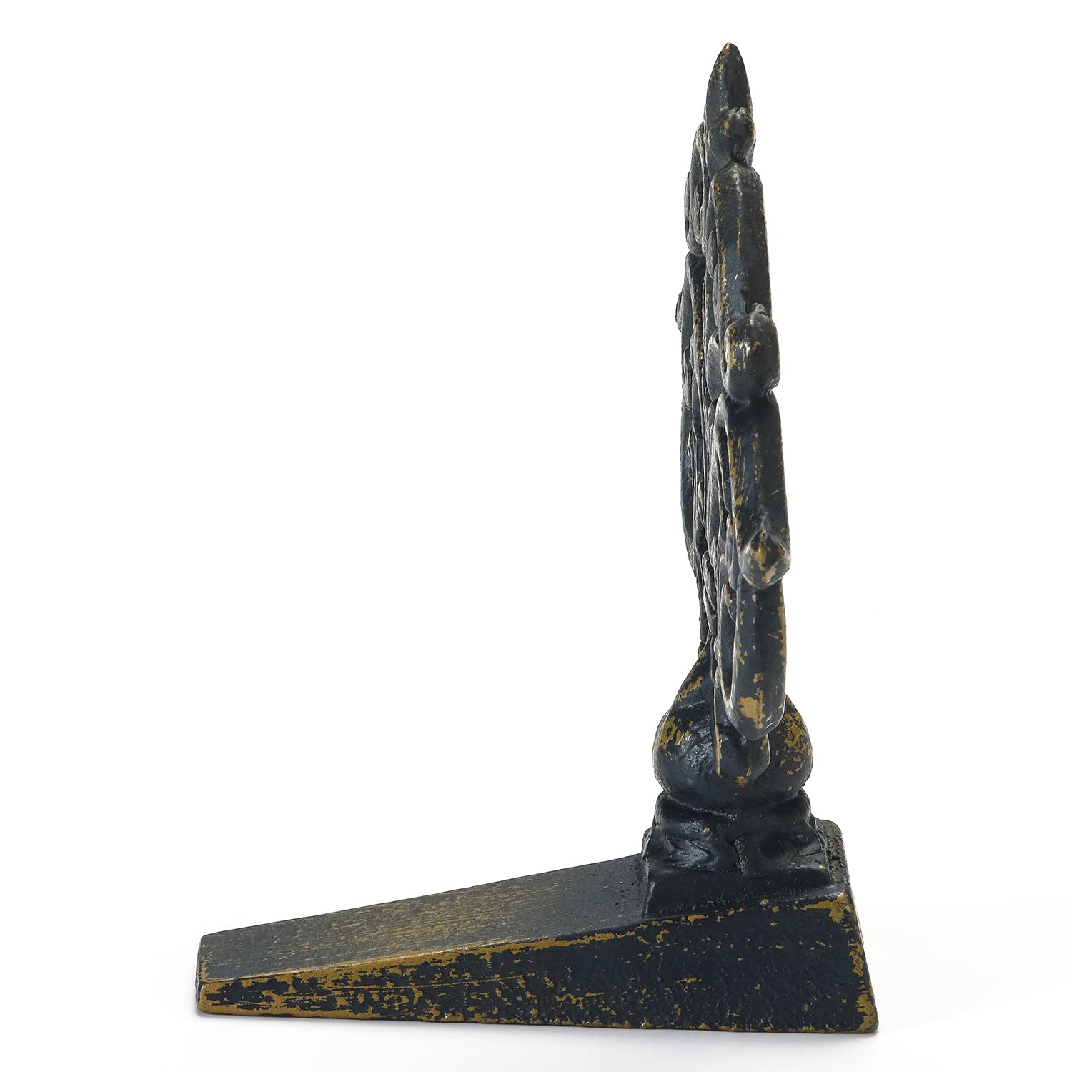 WEMPOLU Cast Iron Door Stop Fleur De Lis Decorative Door Stopper for Bottom of Door, Antique Gold