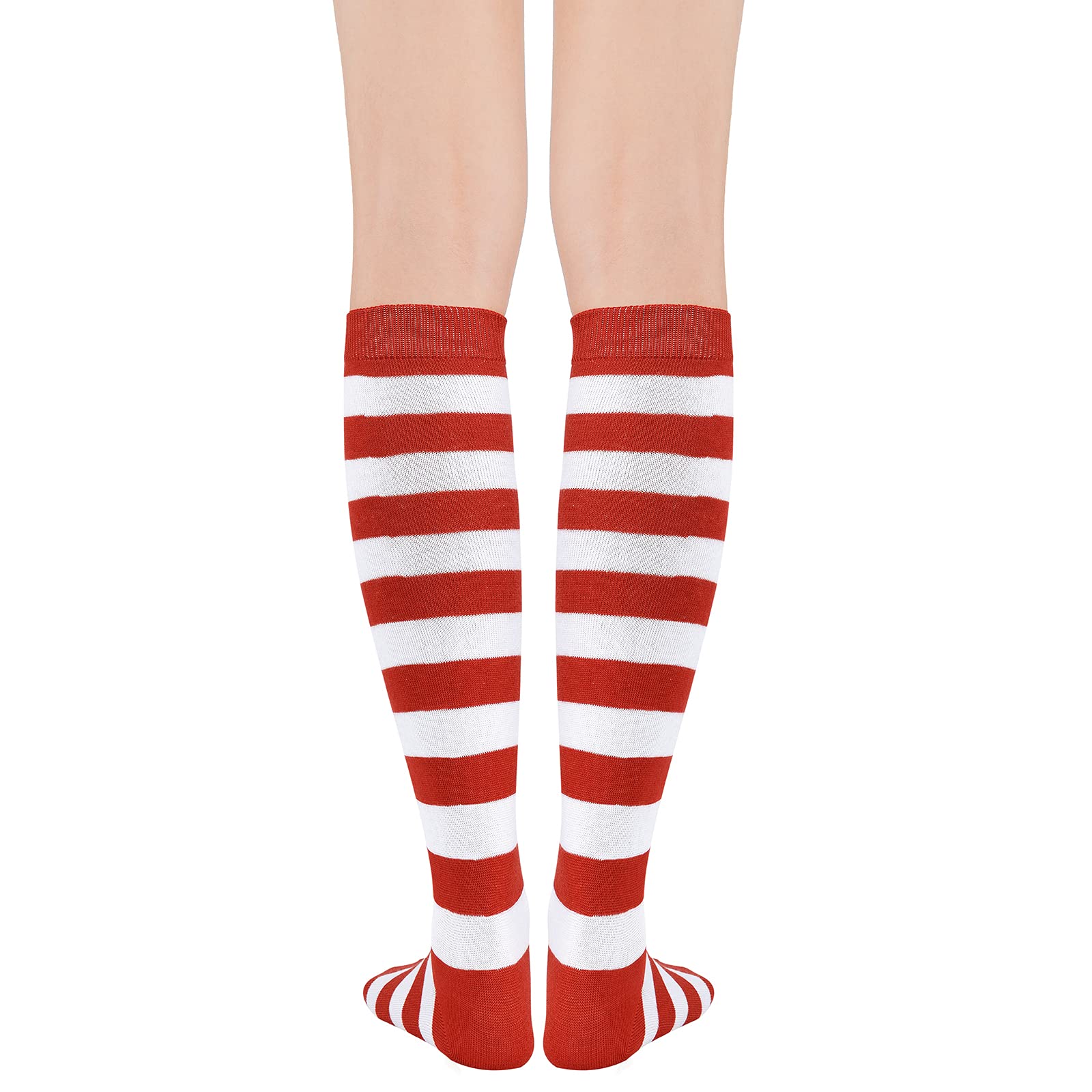 Womens Striped Socks Knee High Socks Costume Accessory Over Knee Stockings 1 Pack Red White
