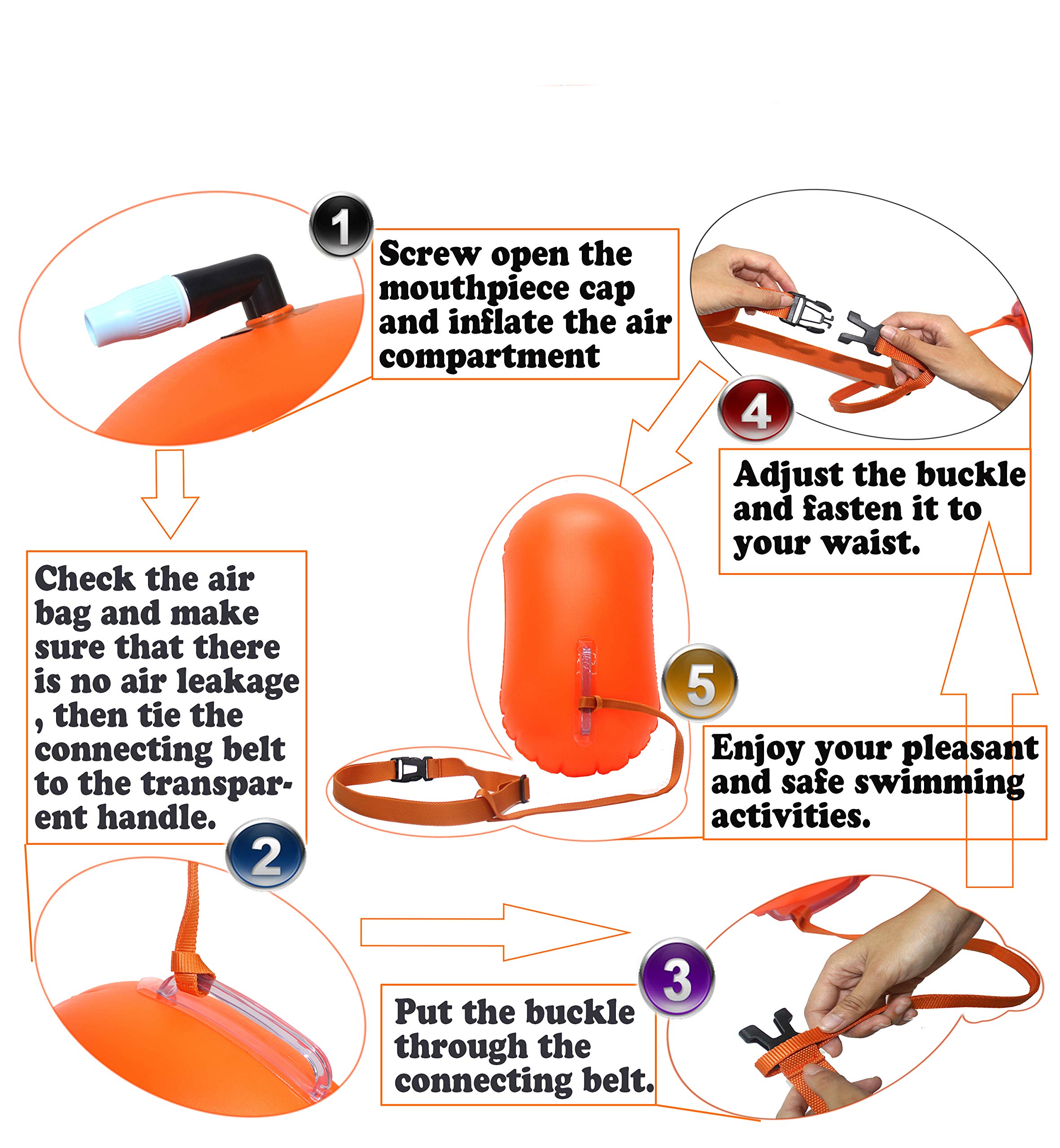 Swim Buoy for Open Water Swimmers Triathletes Kayakers Snorkelers, Swim Float for Open Water Swim Buoy Float for Swim Safety Swim Training