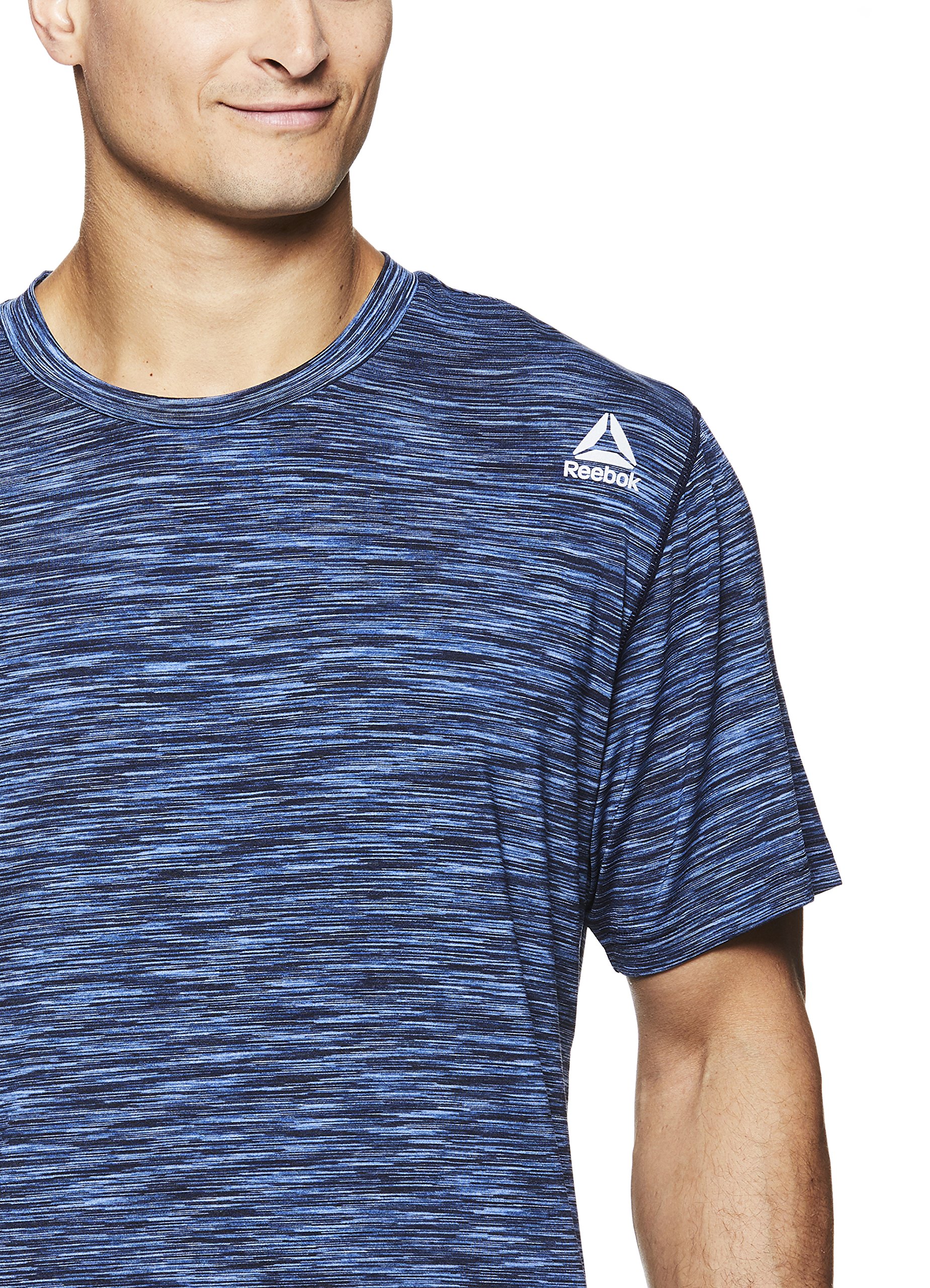 Reebok Men's Supersonic Crewneck Workout T-Shirt Designed with Performance Material - Navy Decline Press, Large