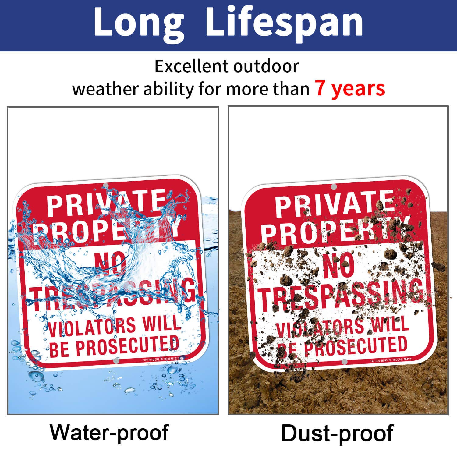 Private Property No Trespassing Sign, Violators Will Be Prosecuted Sign, 12 x 12 Inches Square, 040 Rust Free Aluminum, UV Protected and Waterproof, Weather Resistant, Durable Ink, Easy to Mount