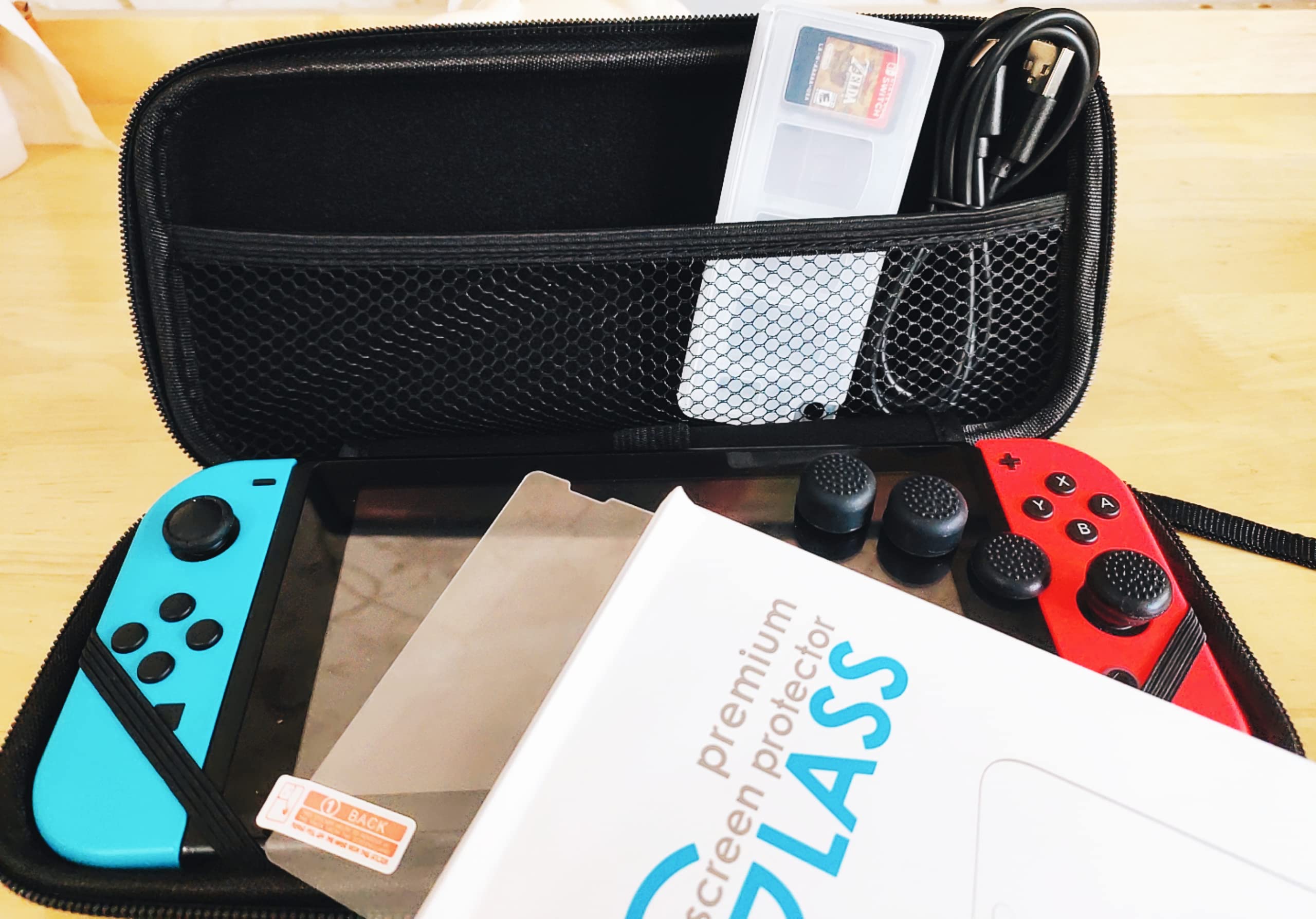 Switch carrying case Accessories Bundle for Switch OLED Protective Hard Shell Travel Carrying Case Pouch for Switch Console & Accessories-Good Gift for Switch (BLACK)