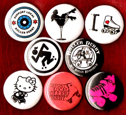 ROLLER DERBY 8 NEW 1" inch (25mm) button pin badge support local heart LOVE girl riot grrrl