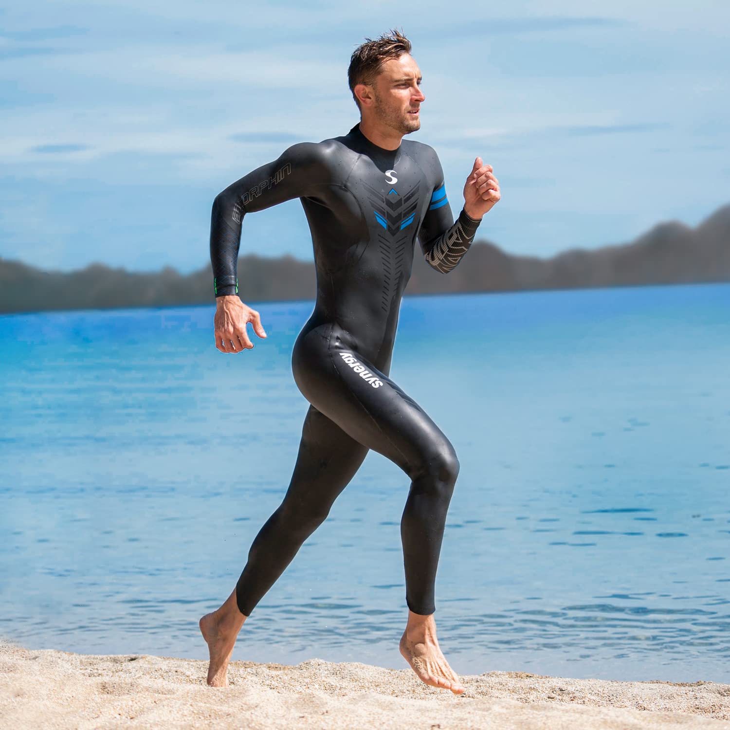 Synergy Endorphin Men's Full Sleeve Triathlon Wetsuit (Black/Blue, L2)