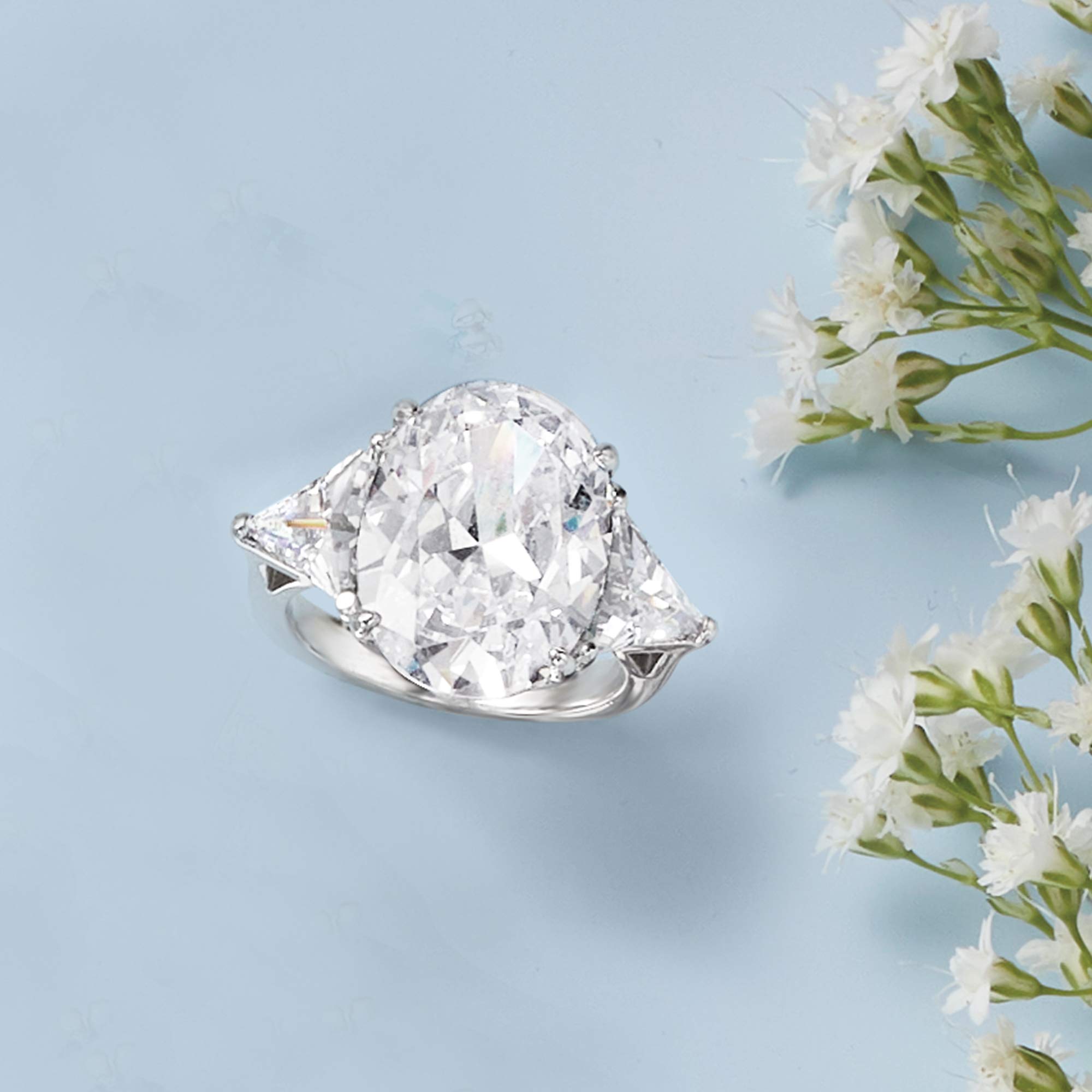 Ross-Simons 10.00 ct. t.w. Oval and Trillion-Cut CZ Ring in Sterling Silver. Size 7