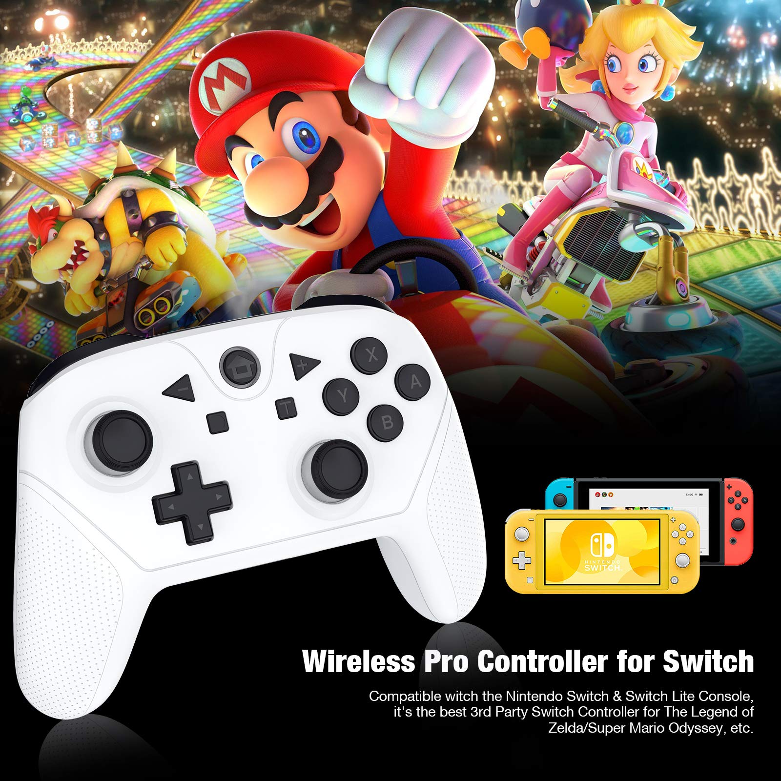 Switch Pro Controller for Switch/Switch Lite, YAEYE Wireless Motion Remote Pro Controller Gamepad Joystick with NFC/Wakeup/Turbo/Dual Vibration and Motion Control Function