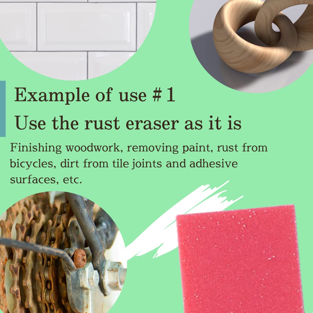 Rust Eraser for Knives Kitchen Stoves Wood Finish and Bicycles Multi Purpouse Cleaning Rubber Eraser Remover Dirt Stains, Set of 3 (Fine, Coarse, Extra coarse) Made in Japan