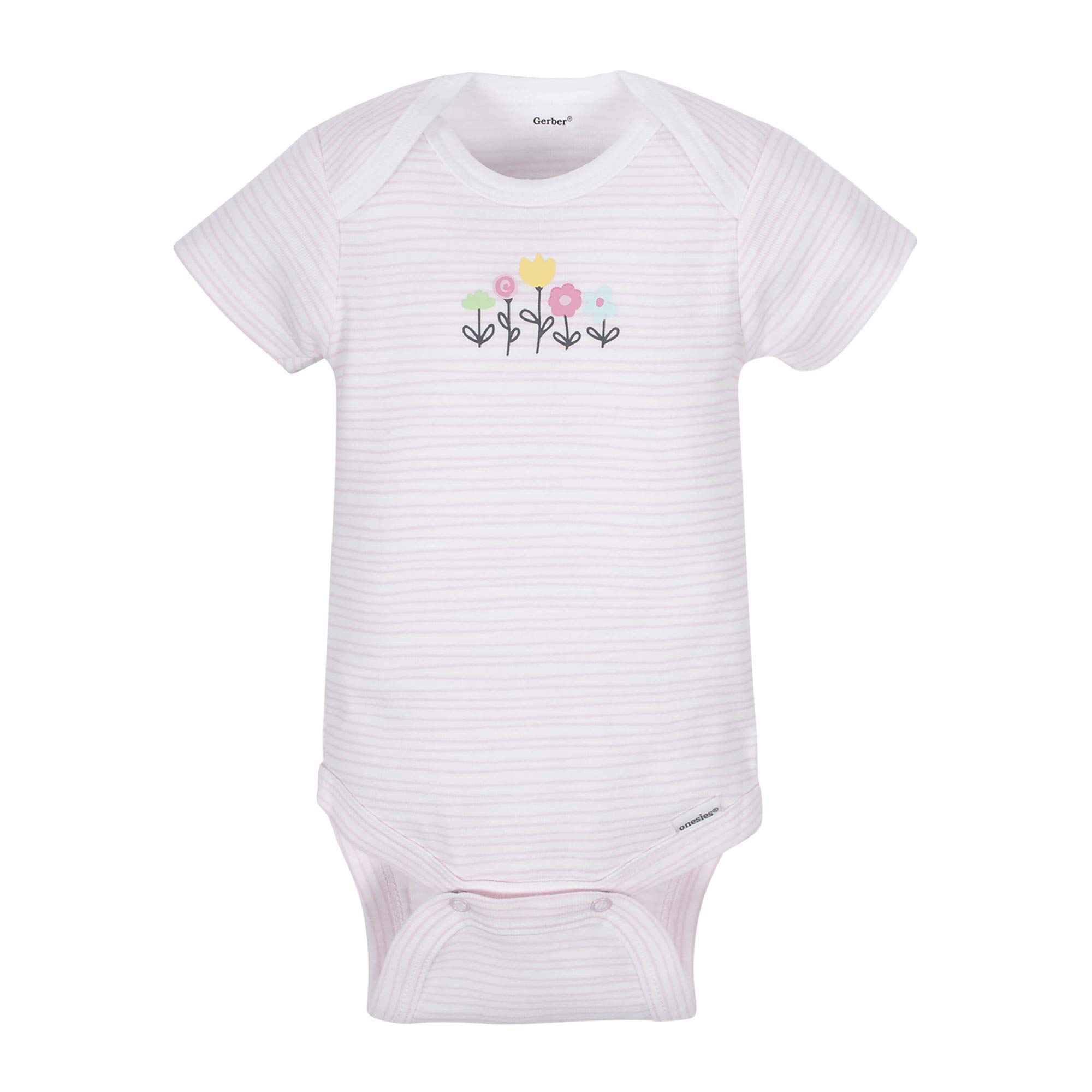 Onesies Brand Baby Girls' 8-Pack Short Sleeve Mix & Match Bodysuits, Cuddly Cats & Flowers, 0-3 Months