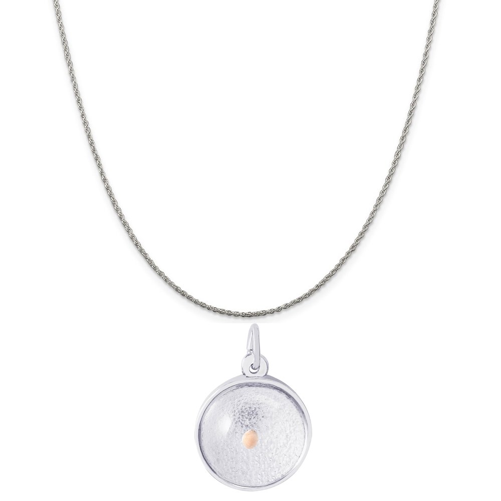 Rembrandt Charms Sterling Silver Mustard Seed Charm on a Sterling Silver Rope Chain Necklace, 18"