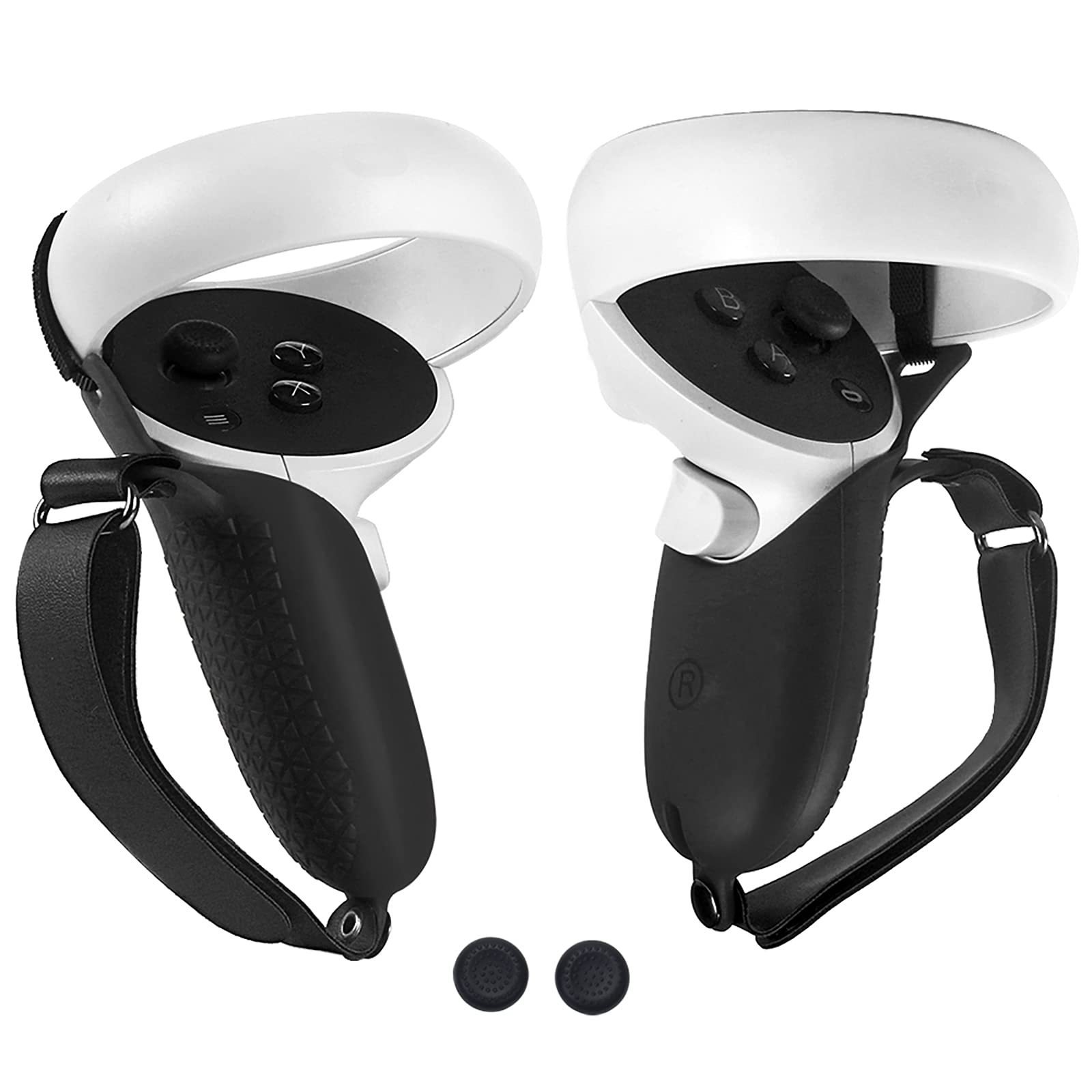 Touch Controller Silicone Grip Cover for Meta/Oculus Quest 2, Kits of Anti-Throw Handle Protective Sleeves with Extended Sticky Tape & Cleaning Cloth & Double Adhesive Glue & Storage Bag