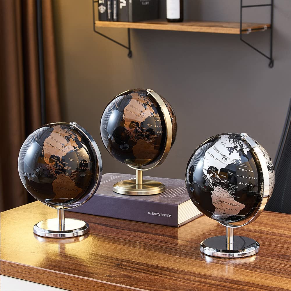XINXUAN Home Decoration Accessories Globe Office Decor Luxury Golden Living Room Decorative Sculpture Geography Education Study Docer, 5.50 inch * 5.50 inch * 7.08 inch