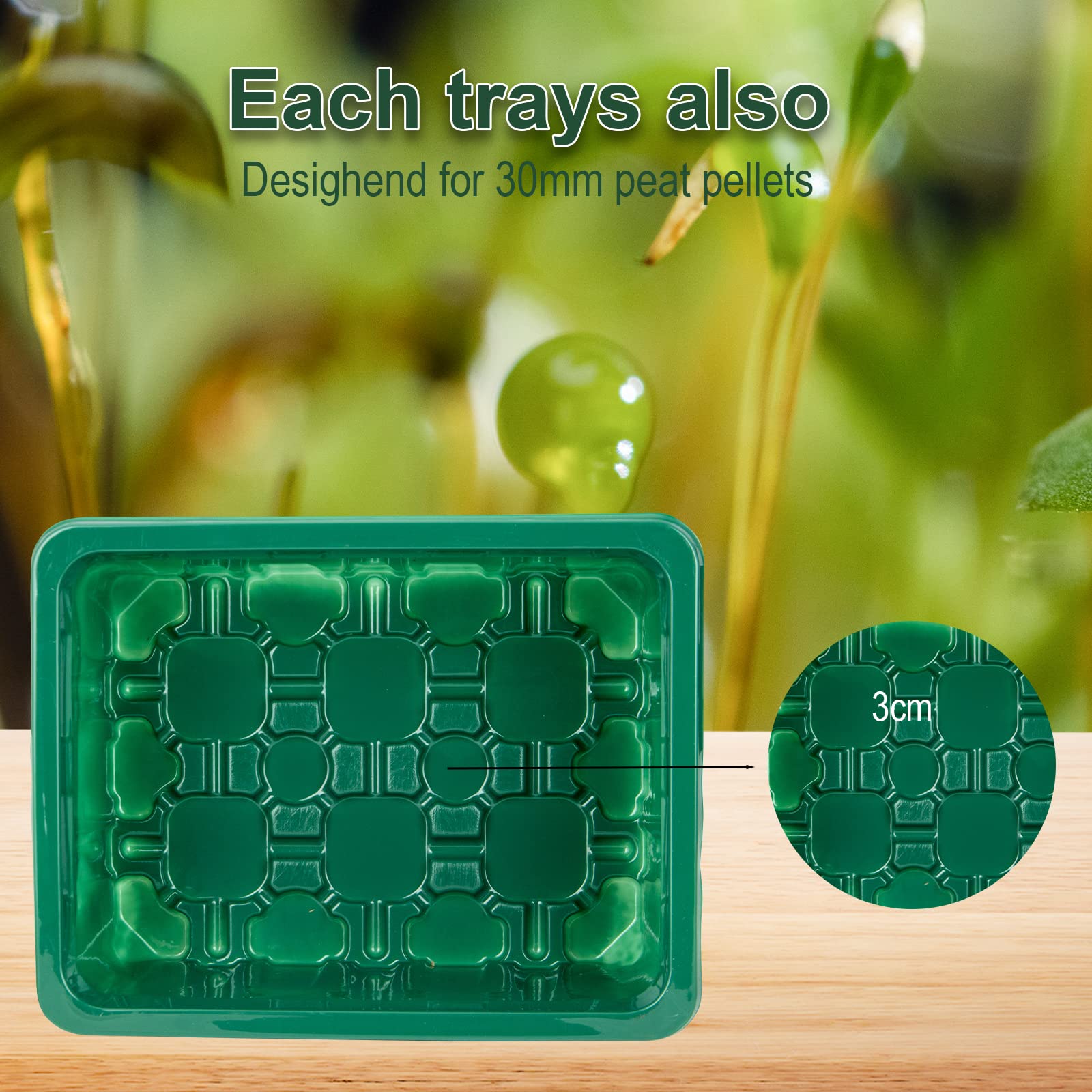 PONGJA 12 Packs Seed Starter Tray Seedling Tray (12 Cells per Tray) Humidity Adjustable Plant Starter Kit with Dome and Base Grow Trays for Seeds Growing Starting (6 Green & 6 Black)