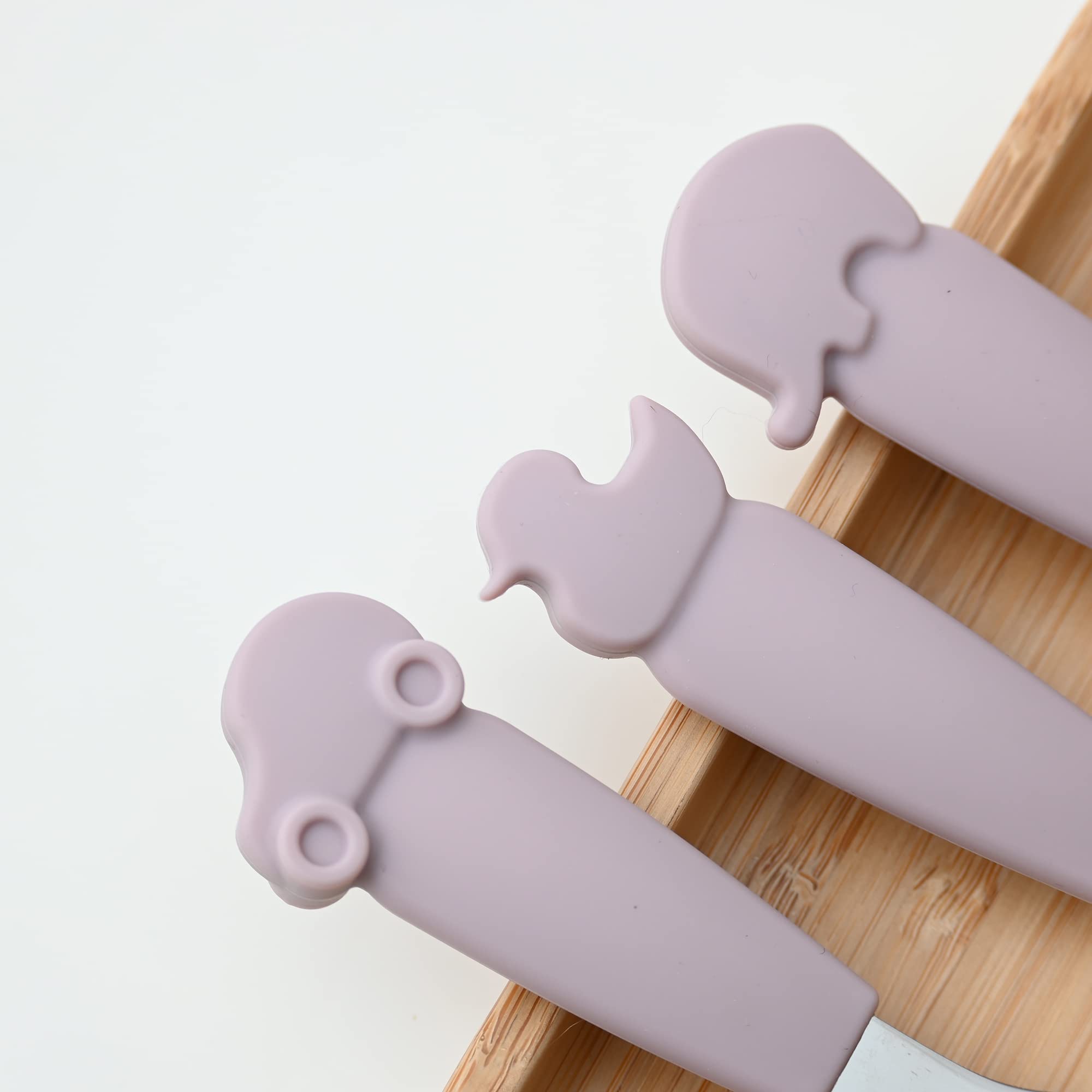 Toddler Fork and Spoon Set, Baby Fork and Spoon Knife Set, Toddler Baby Utensils Set, Stainless Steel Toddler Utensils (Pale Mauve)