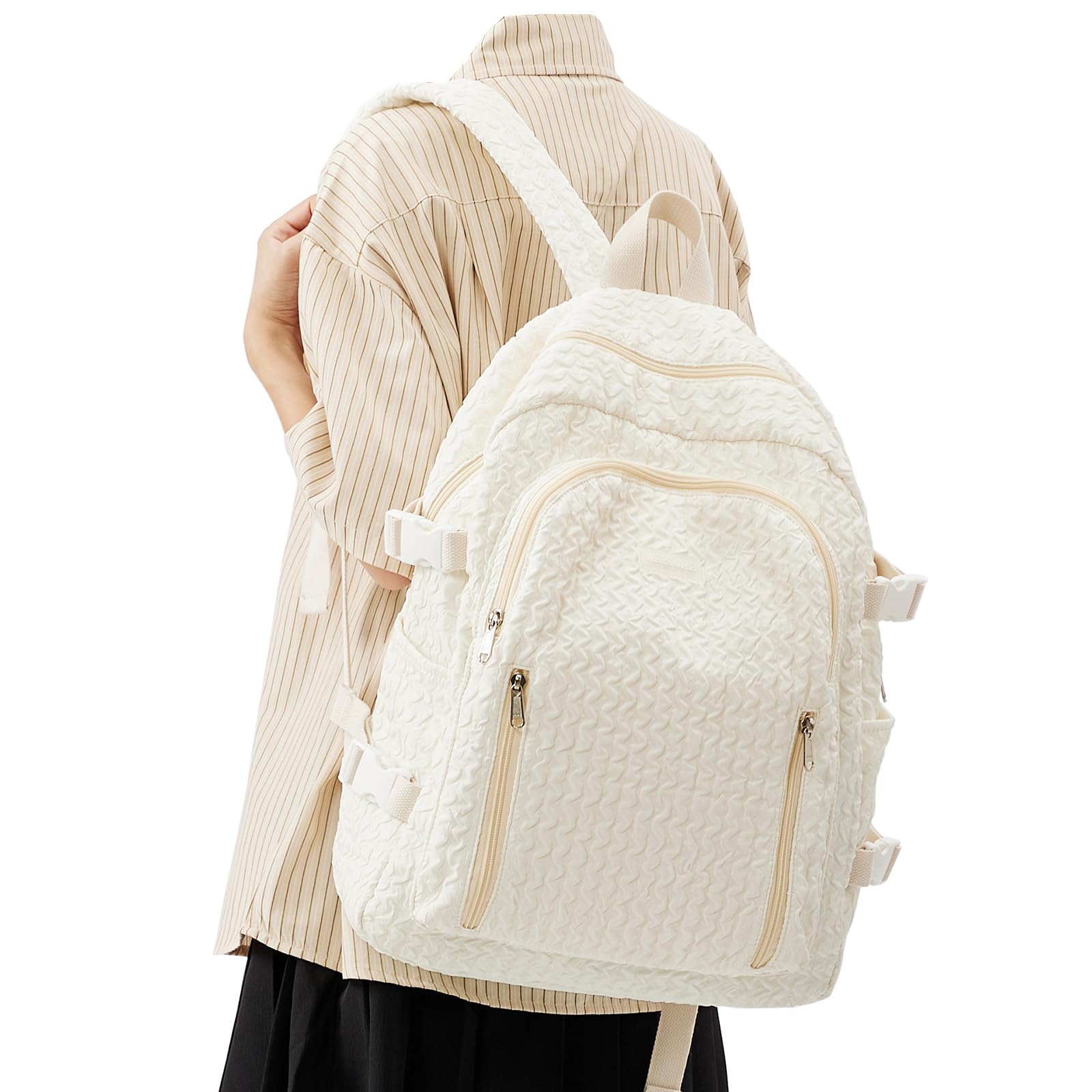 weradar Cute School Backpack For Teen Girls Small Elementary Student Travel Daypack lightweight Middle School Bag Aesthetic Bookbag For Kids(Beige)