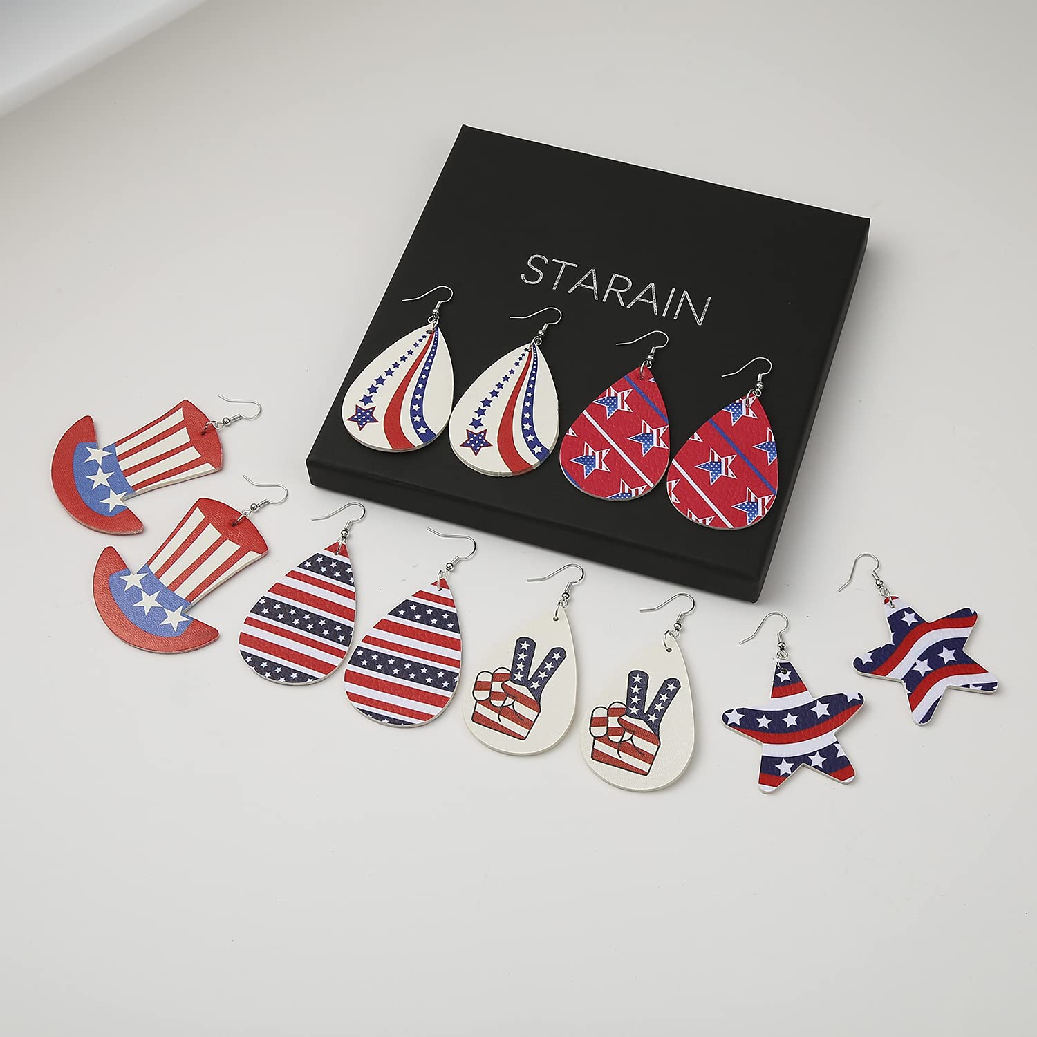 Starain 16 Pair Faux Leather Earring for Women Lightweight Teardrop Leather Dangle Earring Leaf Drop Earring Set