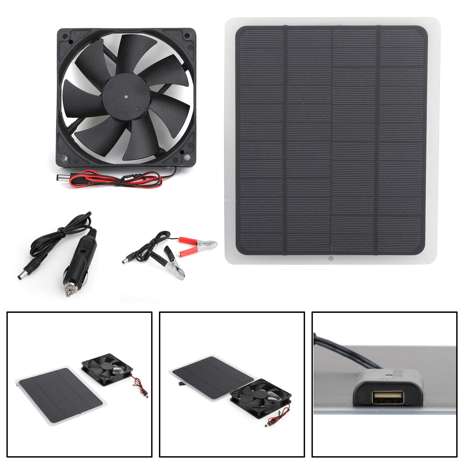 Topteng Solar Powered Fan, Solar Panel Powered Fan Mini Ventilator 10w Solar Panel for Greenhouse Pet/Dog Chicken House, Motorhome House, Outdoor Home Cooling Chicken Coop