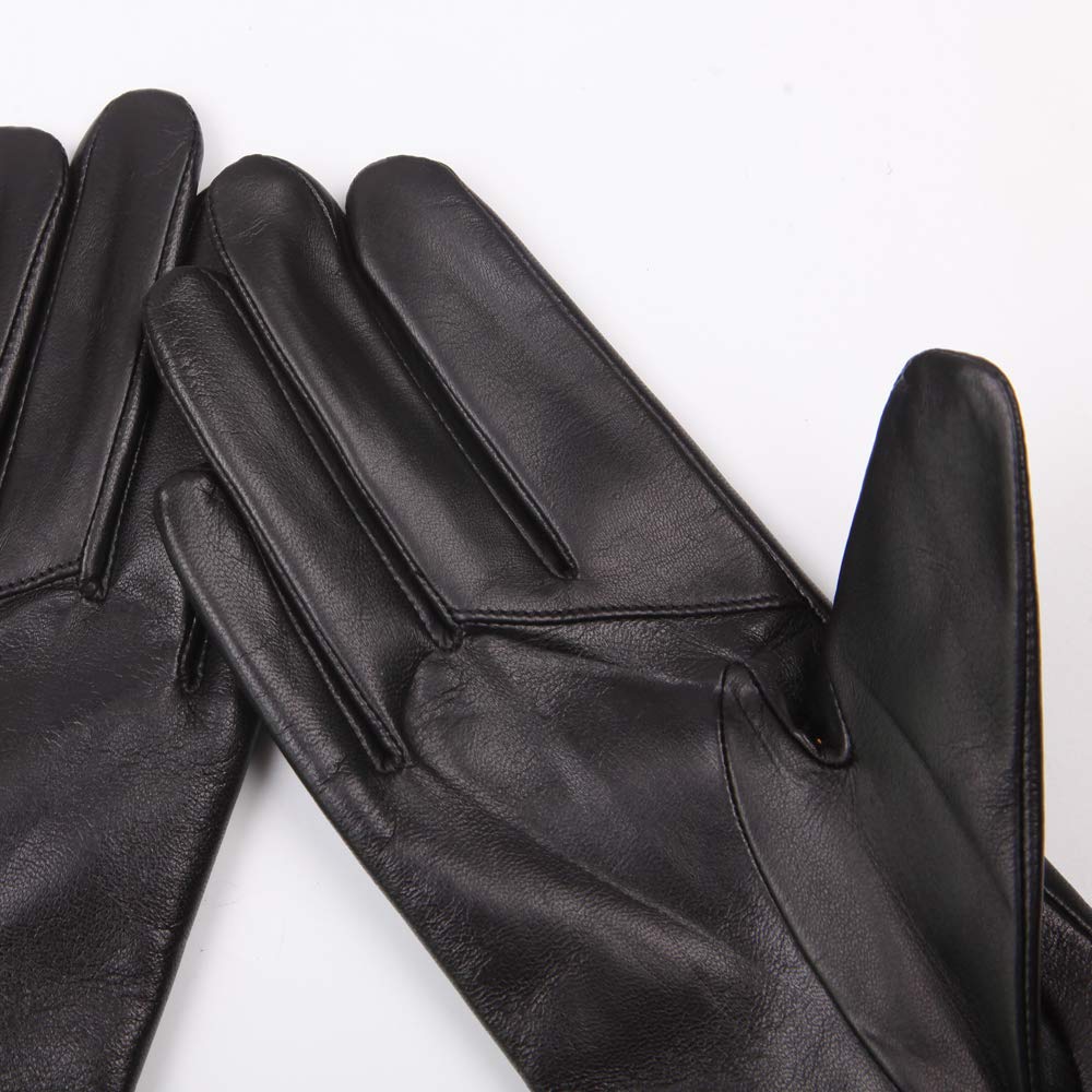 Winter Leather Gloves for Women - Warm Touchscreen Cashmere/wool Blend Lining Driving Windproof (8 (X-Large), Black)