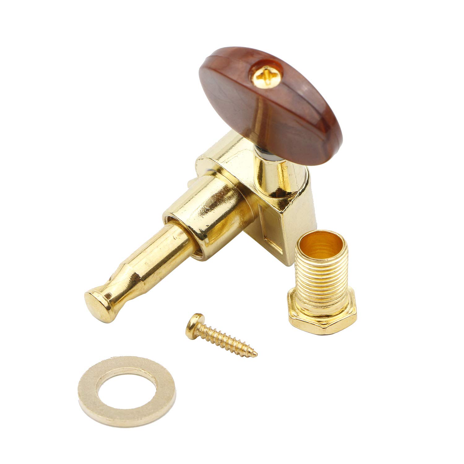 Swhmc 3R 3L Semi-Closed Golden Guitar String Tuners Tuning Keys Pegs Machine Heads Knobs Locking Tuners for Acoustic, Electric Guitar