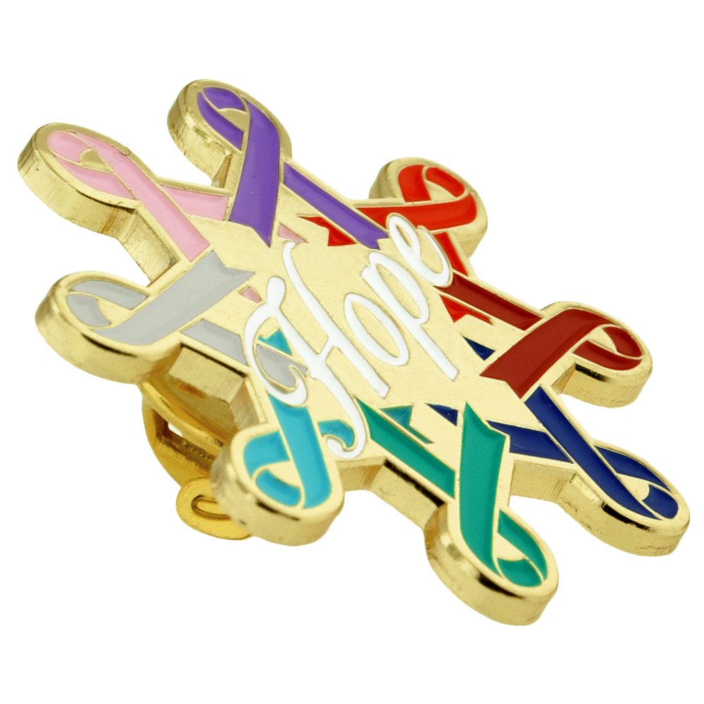 PinMart Awareness Enamel Lapel Pin – Nickel Plated Hope Ribbons Pin – Cancer Prevention Support and Awareness Ribbons – Jewelry Brooch Pin with Secure Clutch Back