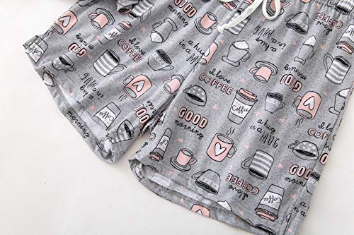 PNAEONG Women Cotton Sleepwear Short Sets Tank&Short Pajamas Sets XTSY208-Coffee-L