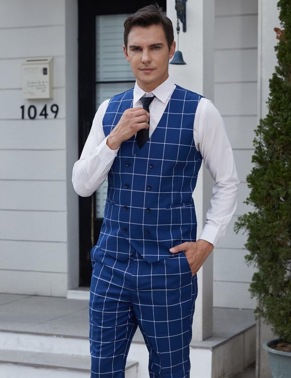 Plaid Suits for Men Hunt Green 3 Peice Checked Suits Slim Fit Suits Formal Wedding Dress Suits Size 4XL