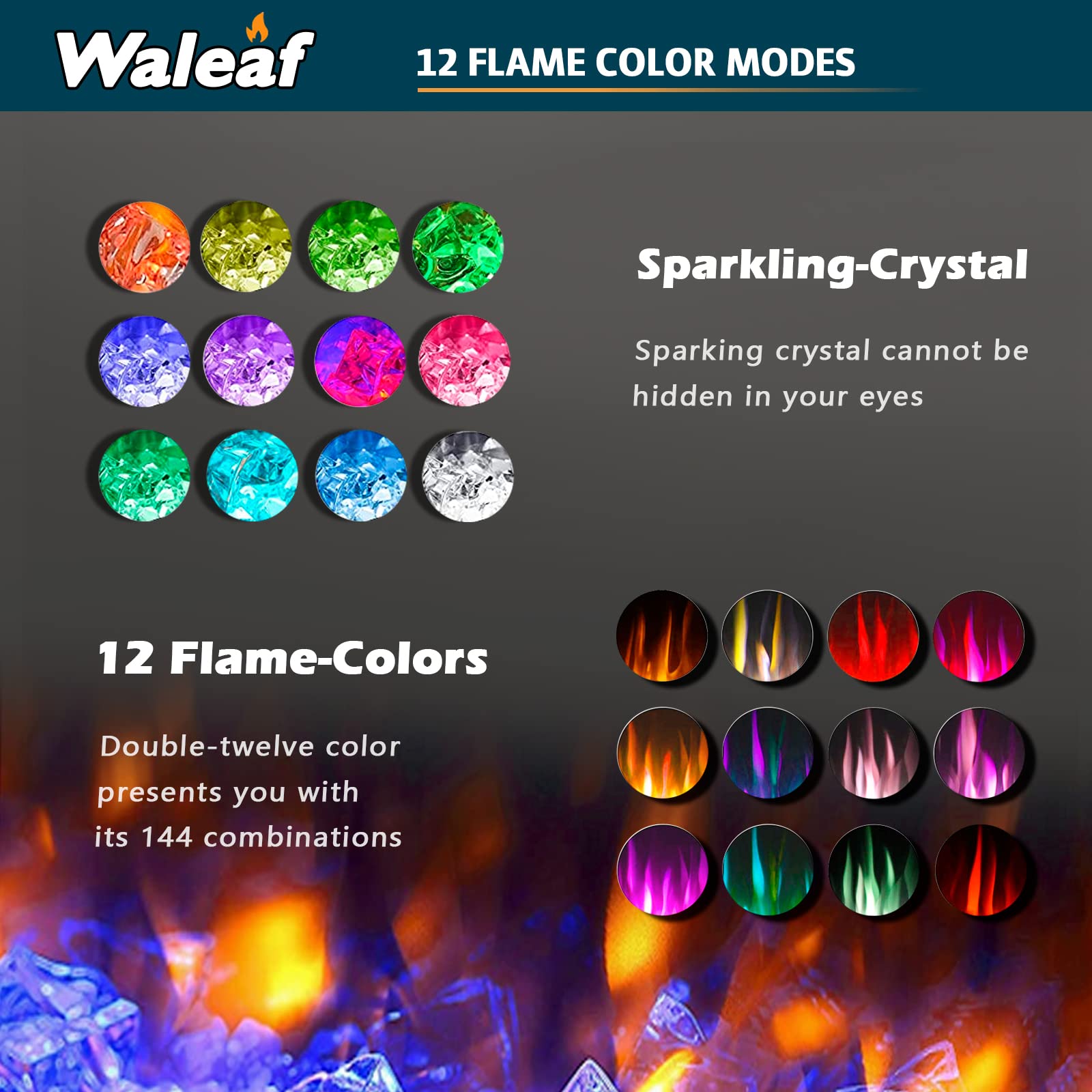 Waleaf 60 inch Ultra-Thin Electric Fireplace Wall Mounted and Recessed,Fireplace Heater with Multicolor Flame fit for 2 x 4 and 2 x 6 Stud, Remote Control Touch Screen,Timer,Low Noise,750/1500W
