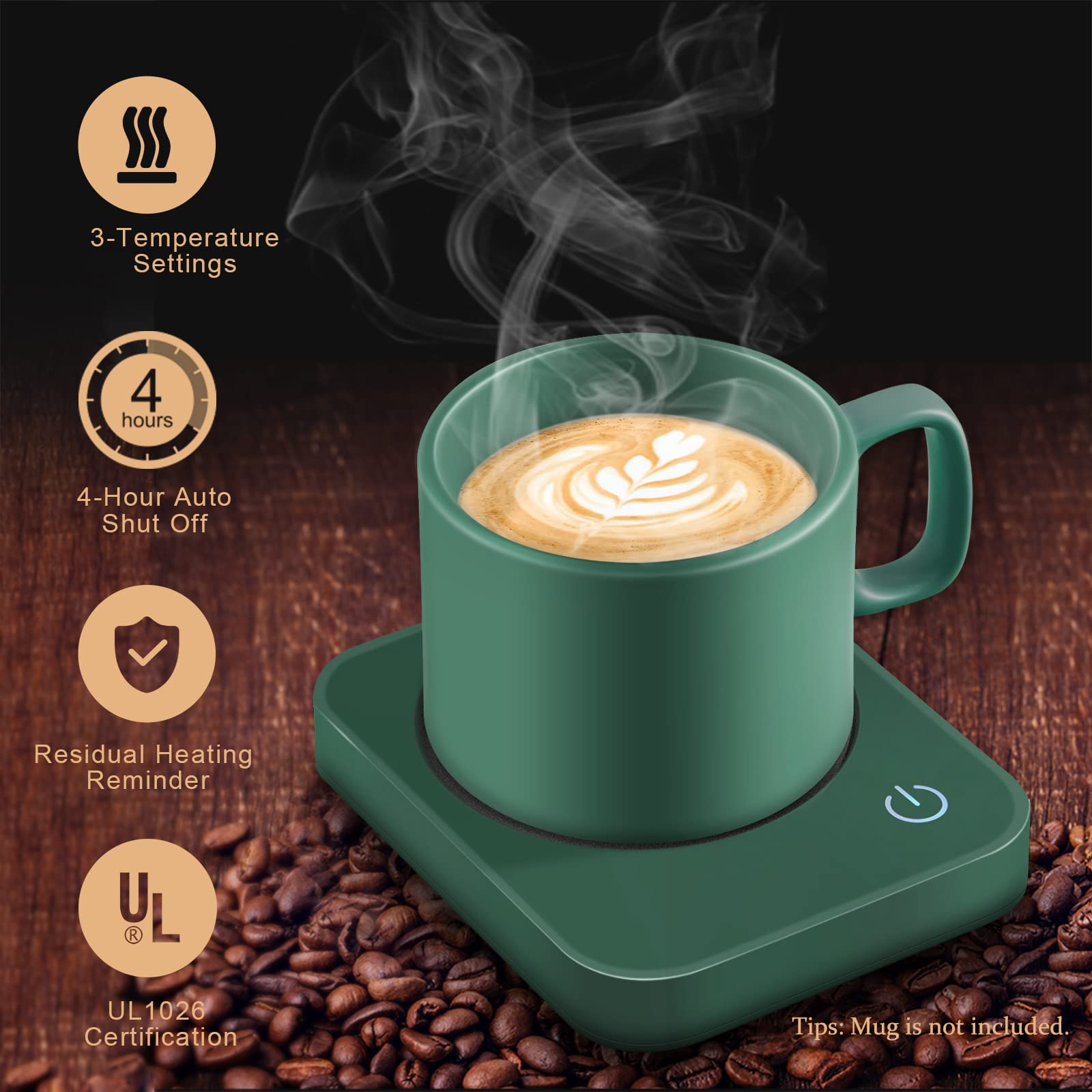 VOBAGA Coffee Mug Warmer, Electric Coffee Warmer for Desk with Auto Shut Off (No Cup), 3 Temperature Setting Smart Cup Warmer for Heating Coffee, Beverage, Milk, Tea and Hot Chocolate
