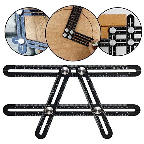 Red Stone Products Template Tool - Premium Multi-Angle Heavy Duty Metal Anglelizer Ruler. Precise, Scratch Proof, Compact Hardware With Easy To Read Laser Engraved Numbers. Ultimate DIY Kit.
