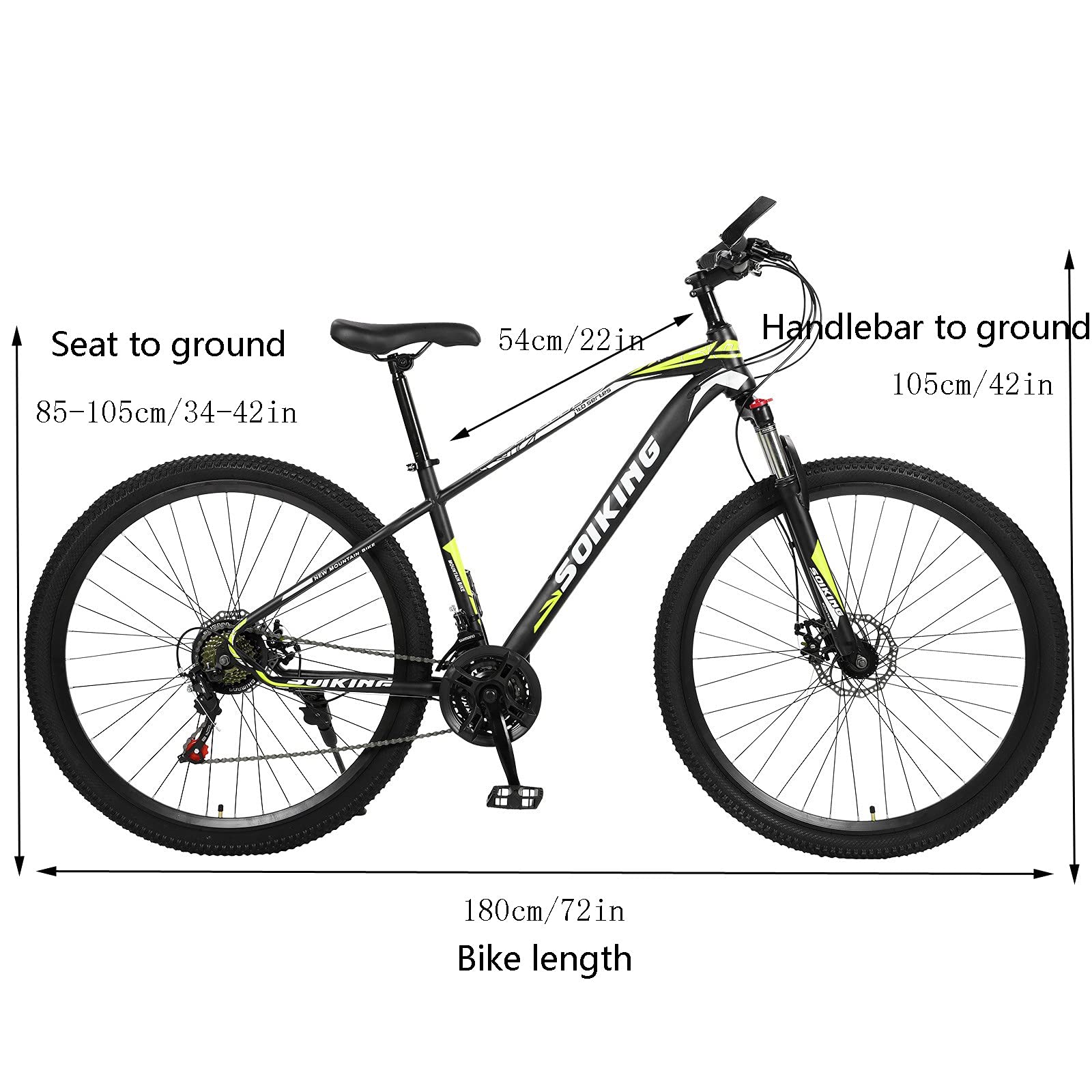 Vehpro 29 inch Hardtail Mountain Bike 21 Speeds, 29-inch BMX BicycleSuggested Rider Height 5'7" - 6'5"