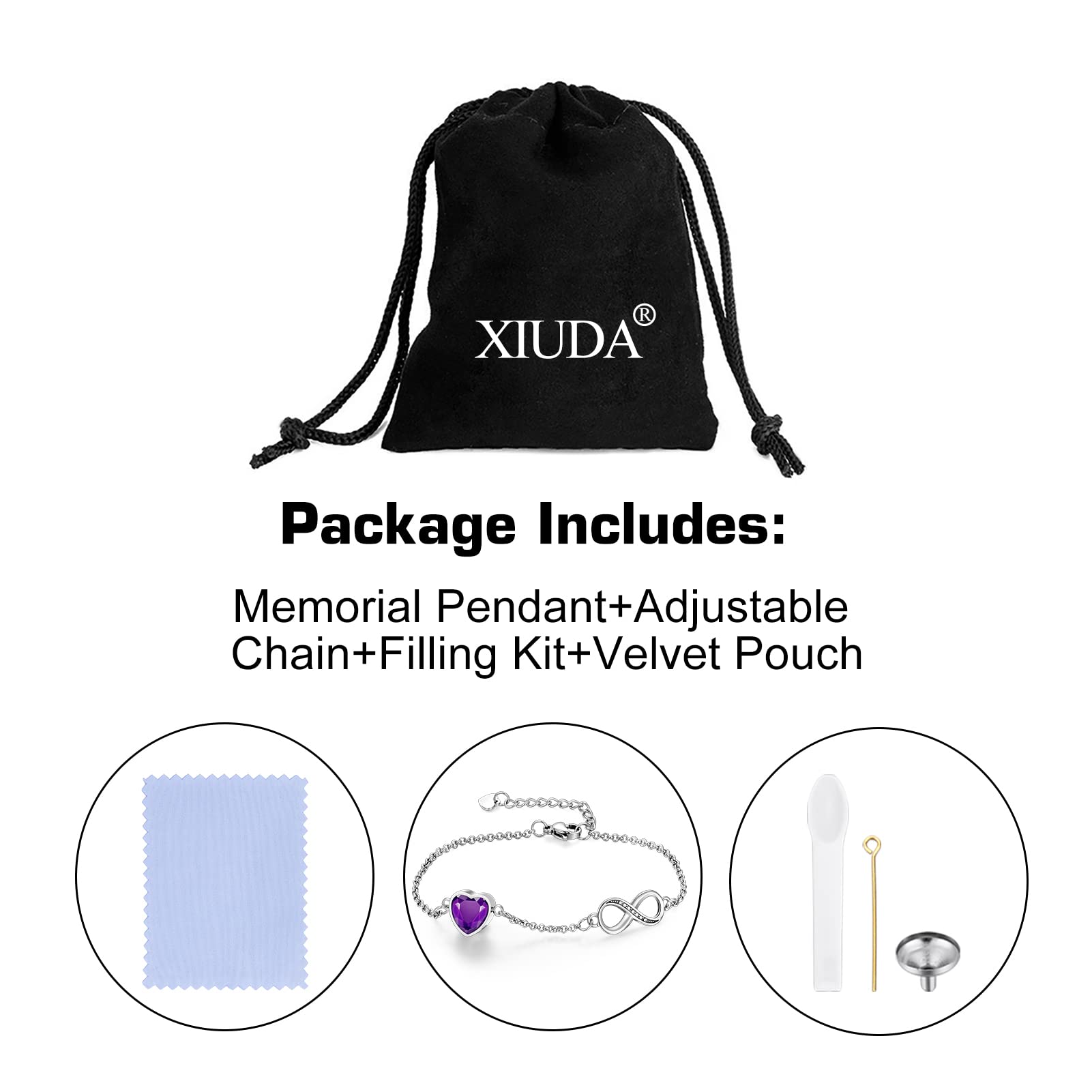 XIUDA Urn Bracelet for Ashes Cremation Bracelet for Women Heart Locket for Ashes Infinity Keepsake Bracelet
