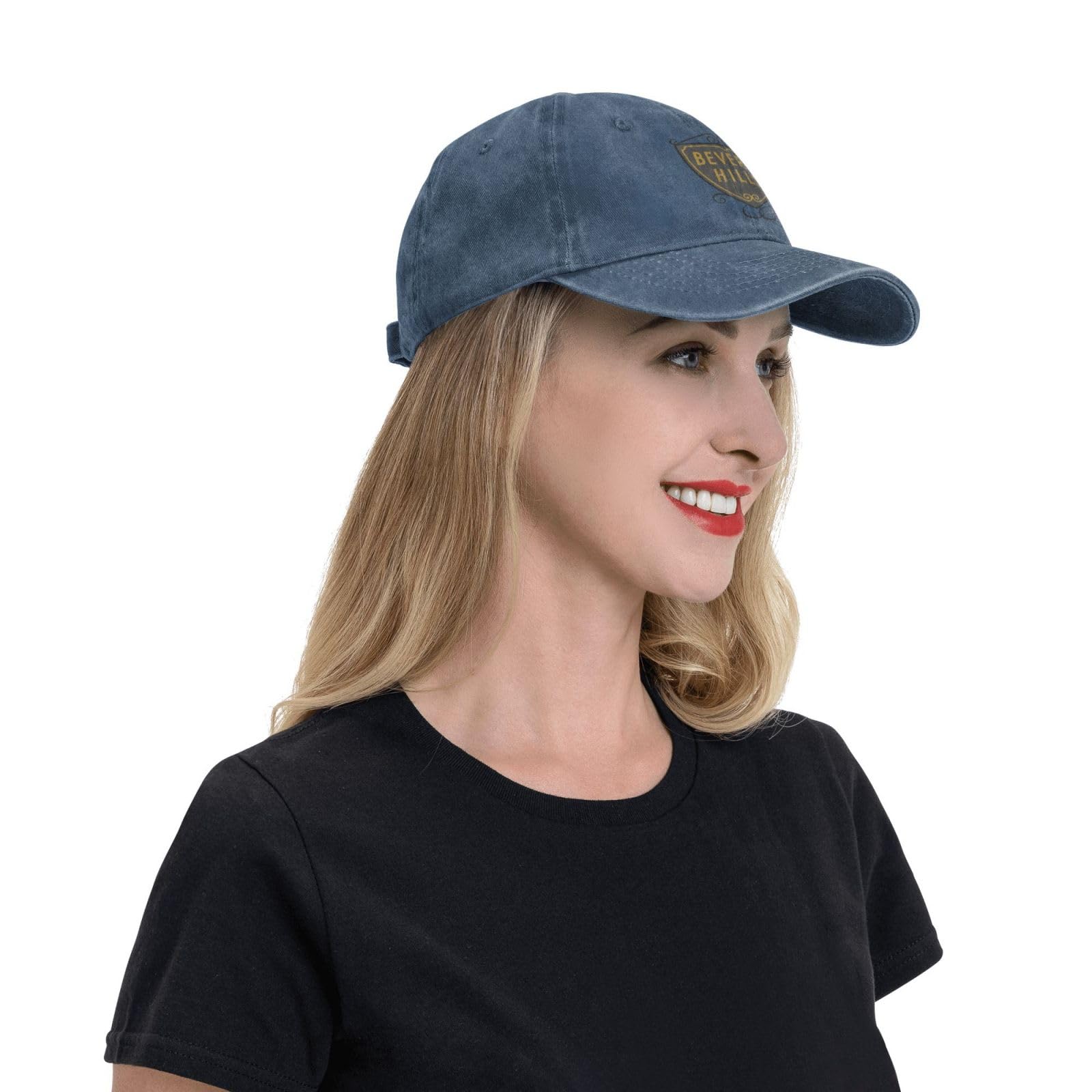 POOEDSO Shield of Beverly Hills, California Baseball Cap for Men Women Adjustable Trucker Hat Cotton Cowboy Hats Navy Blue