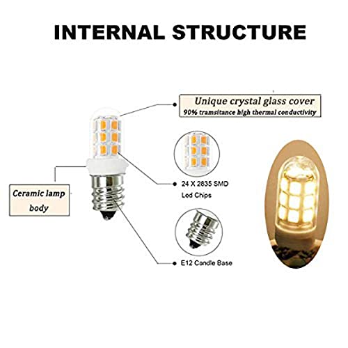 SYXKJ E12 Led Bulbs 2W Salt Lamp Bulb, E12 Candelabra Base, Replacement for 15W Himalayan Chandeliers, C7 Replacement Bulbs, Non-dimmable Warm White 3000K 5-Pack