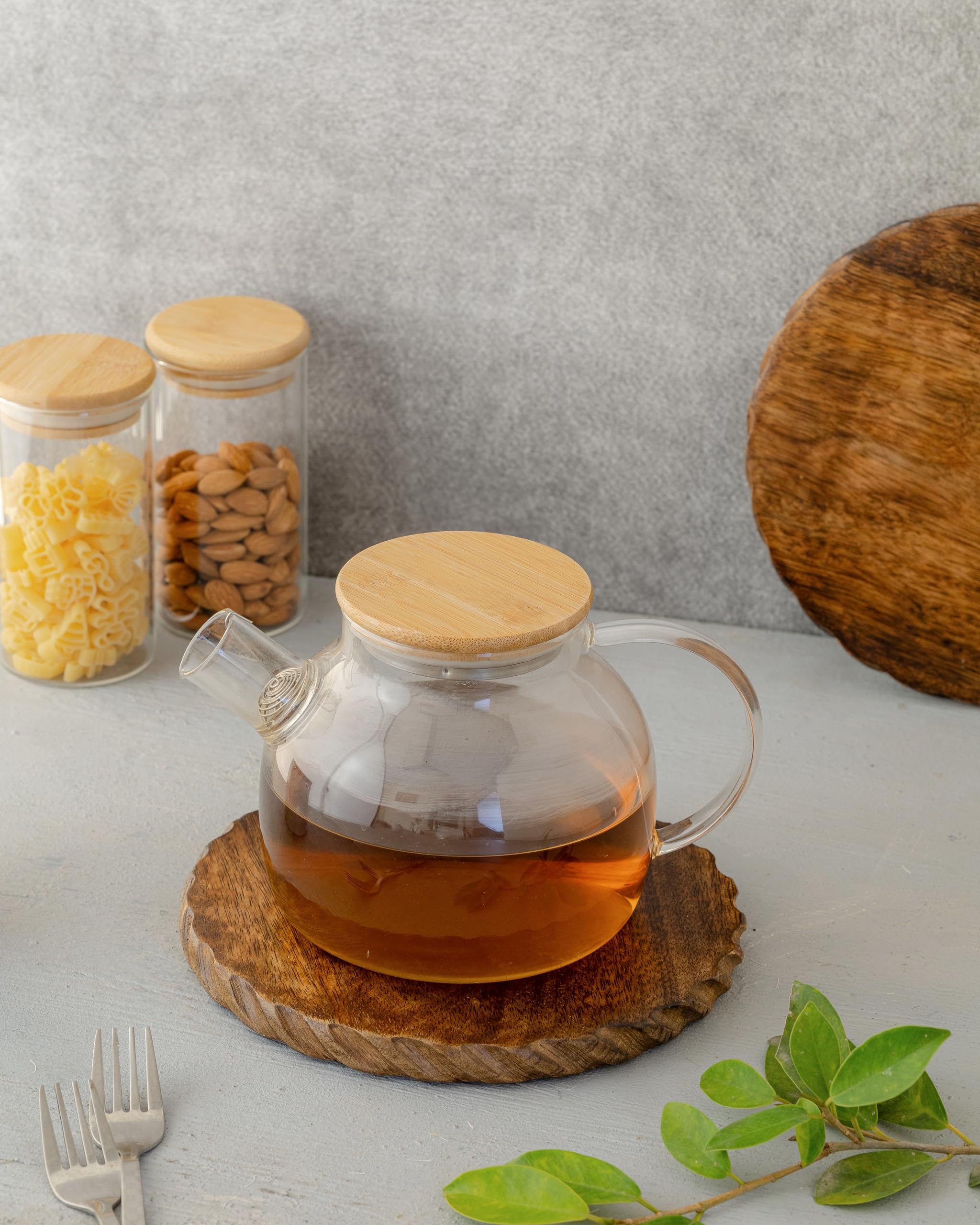 Wooden Trivets for Hot Dishes, Pots, Teapot and Pans (Set of 2) | 8'' Round Trivets with Bark, Heat Resistant Decorative Coasters Thanksgiving, Mothers Day Decor for Table, Kitchen Countertops