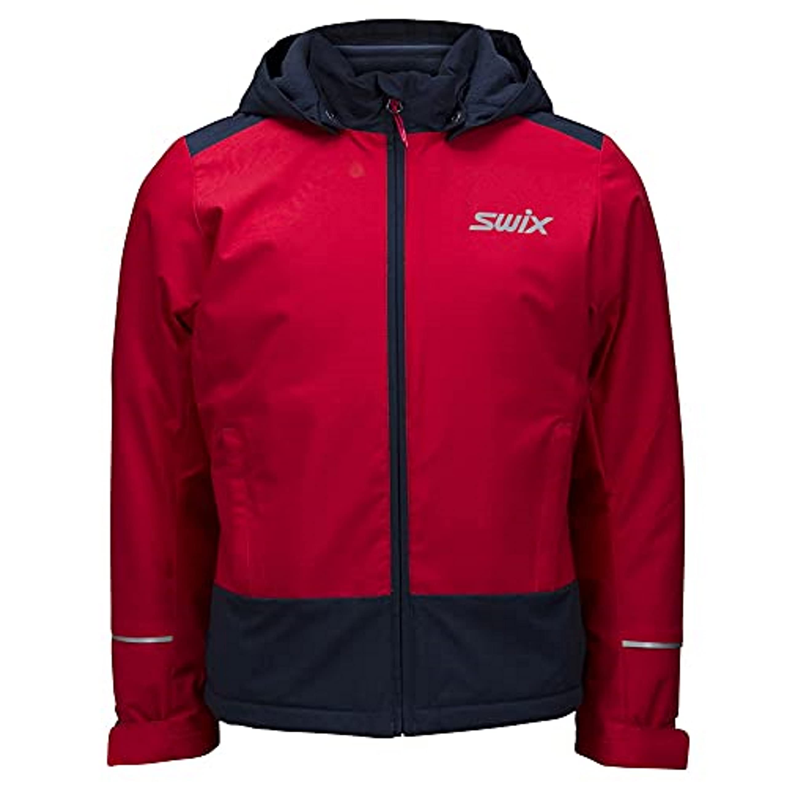 Swix Boys' Junior Rookie Windproof Waterproof Breathable Insulated Hooded Ski Jacket, Red, 10-12 Years