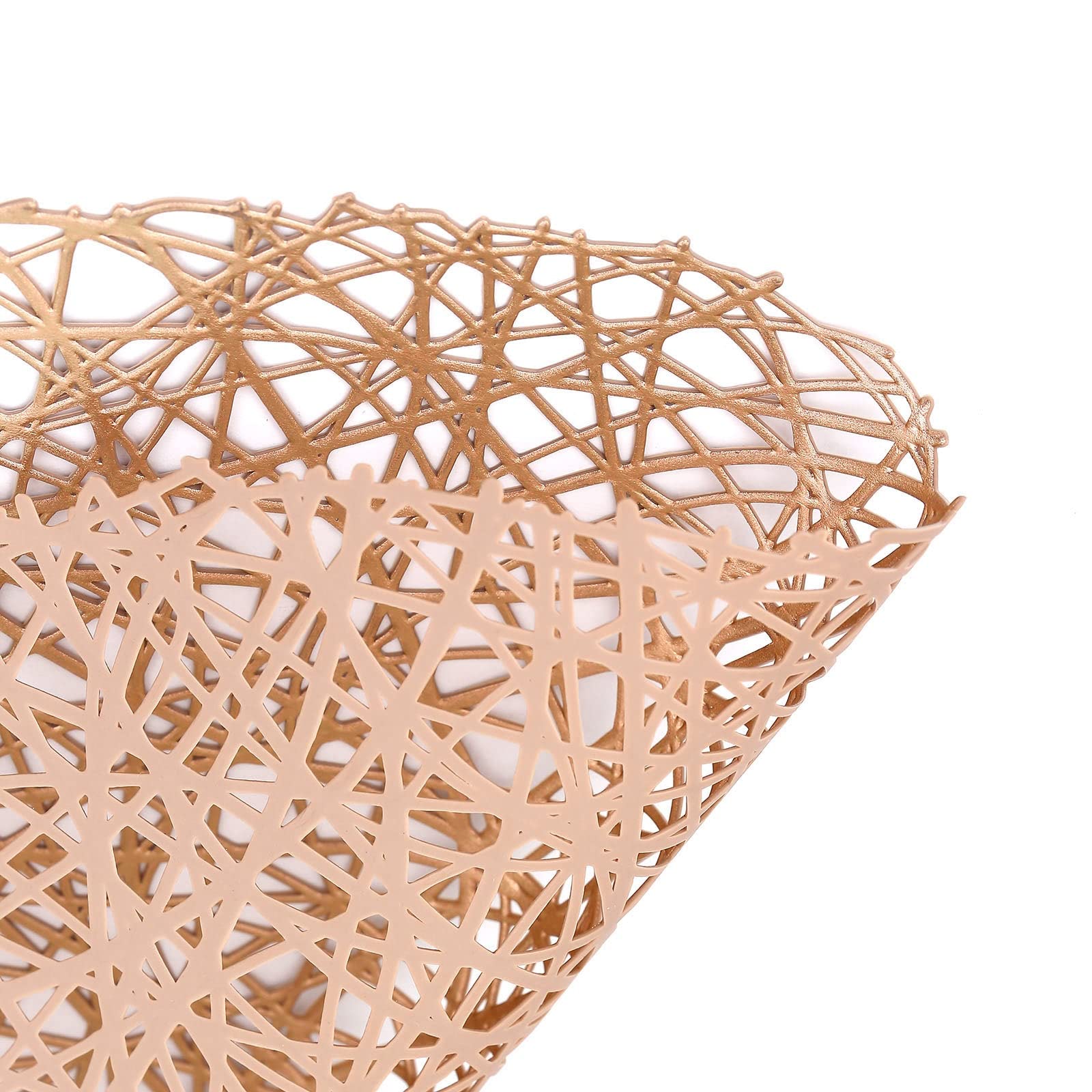 TABLECLOTHSFACTORY 6 Pack | 15" Rose Gold Round Woven Vinyl Placemats | Non Slip Dining Table Placemats for Wedding Events Birthday Party