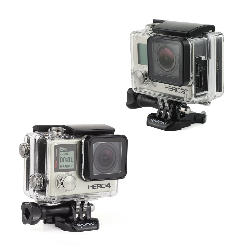 Side Open Protective Skeleton Housing Case with LCD Touch Backdoor and BacPac Backdoor for Extended LCD Screen or Expansion Battery - Compatible with GoPro Hero 4, 3, and 3+ - Transparent Clear