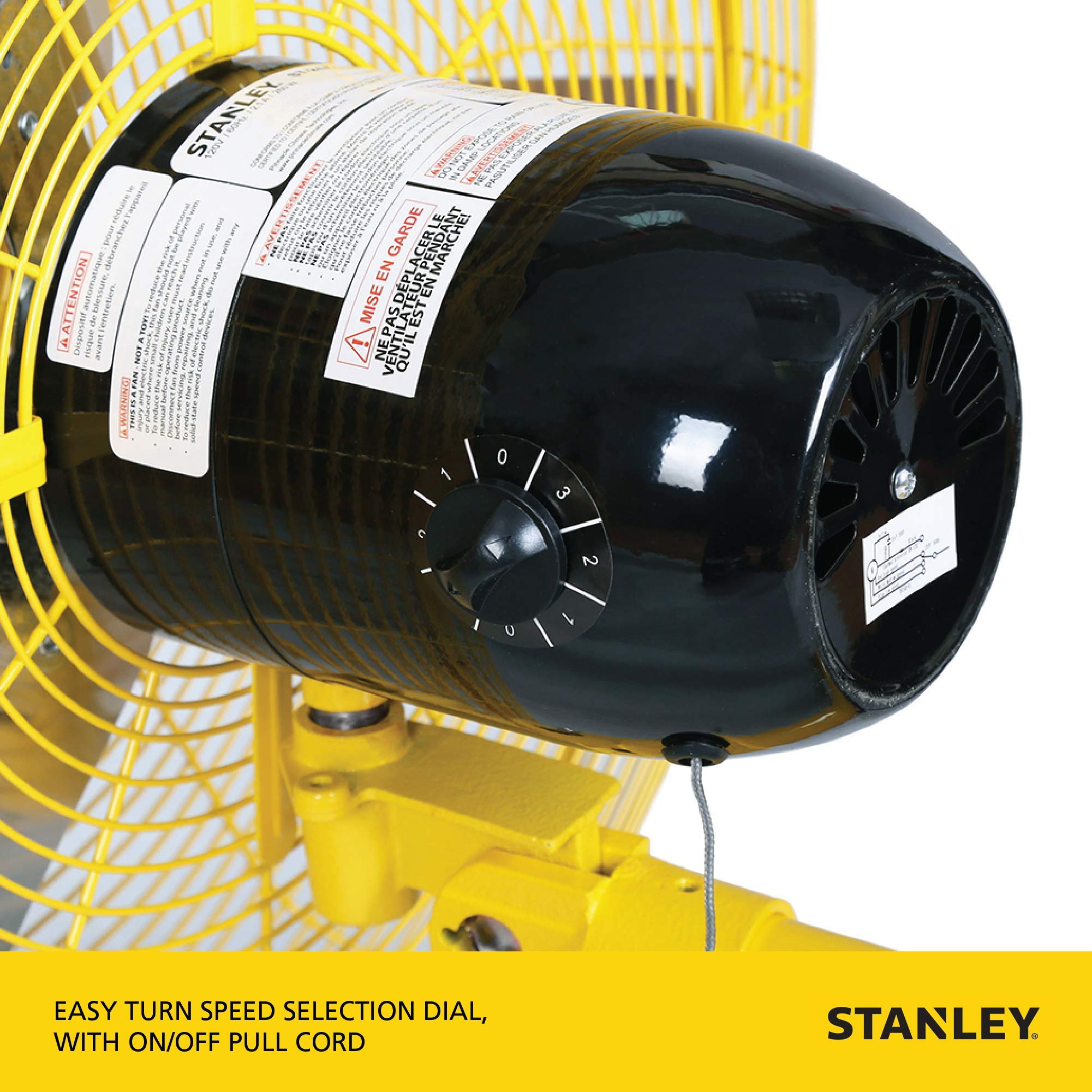 STANLEY 24 Inch Oscillating Industrial High Velocity Wall Mount Fan. Use for Shop, Garage or Warehouse. All-Metal Construction, 3 Speed Settings, Wall Mount Bracket Included (ST-24WOSC)