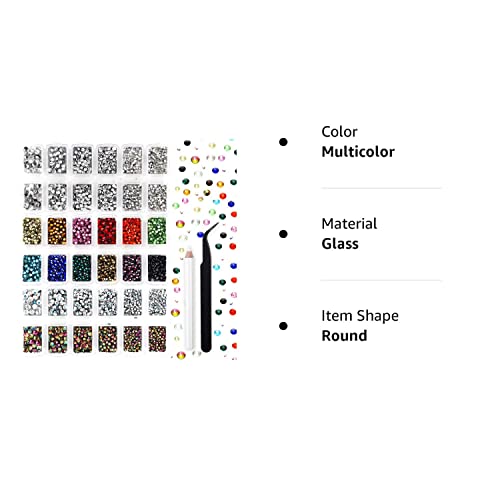 UOONY 10272pcs Hotfix Rhinestones, Flatback Glass Gems Set with 4 Sizes Clear and AB Crystal, 12 Mixed Color Rhinestones Bulk for Crafts Makeup Nails Face Clothes Shoes