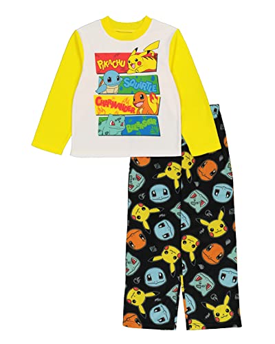 Pokemon Big Boys’ Polyester Pajama Set, Fave Four, 8