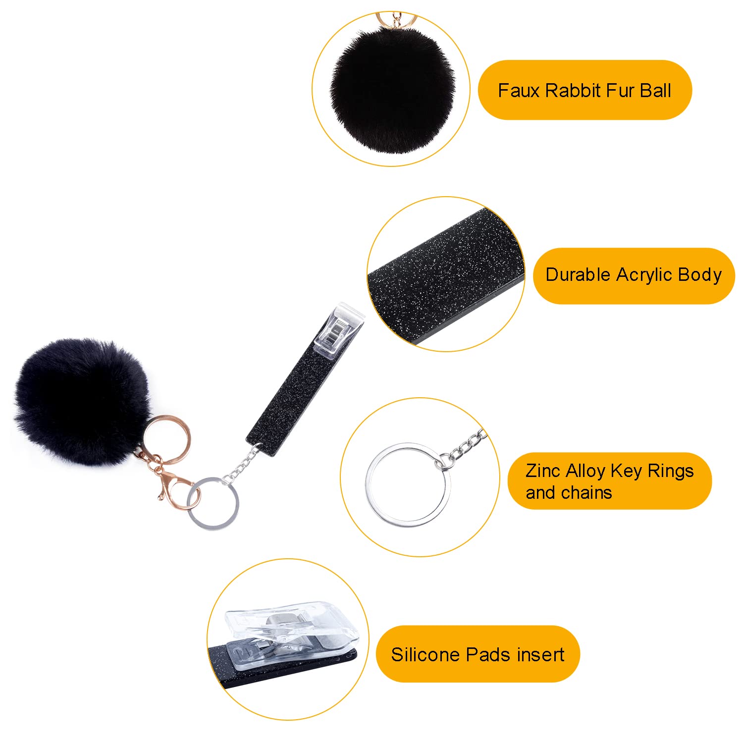 XIANGXING Credit Card Puller, Cute Acrylic Debit Bank Card Grabber for Long Nails ATM Keychain with Pom Pom Ball and Plastic Clip