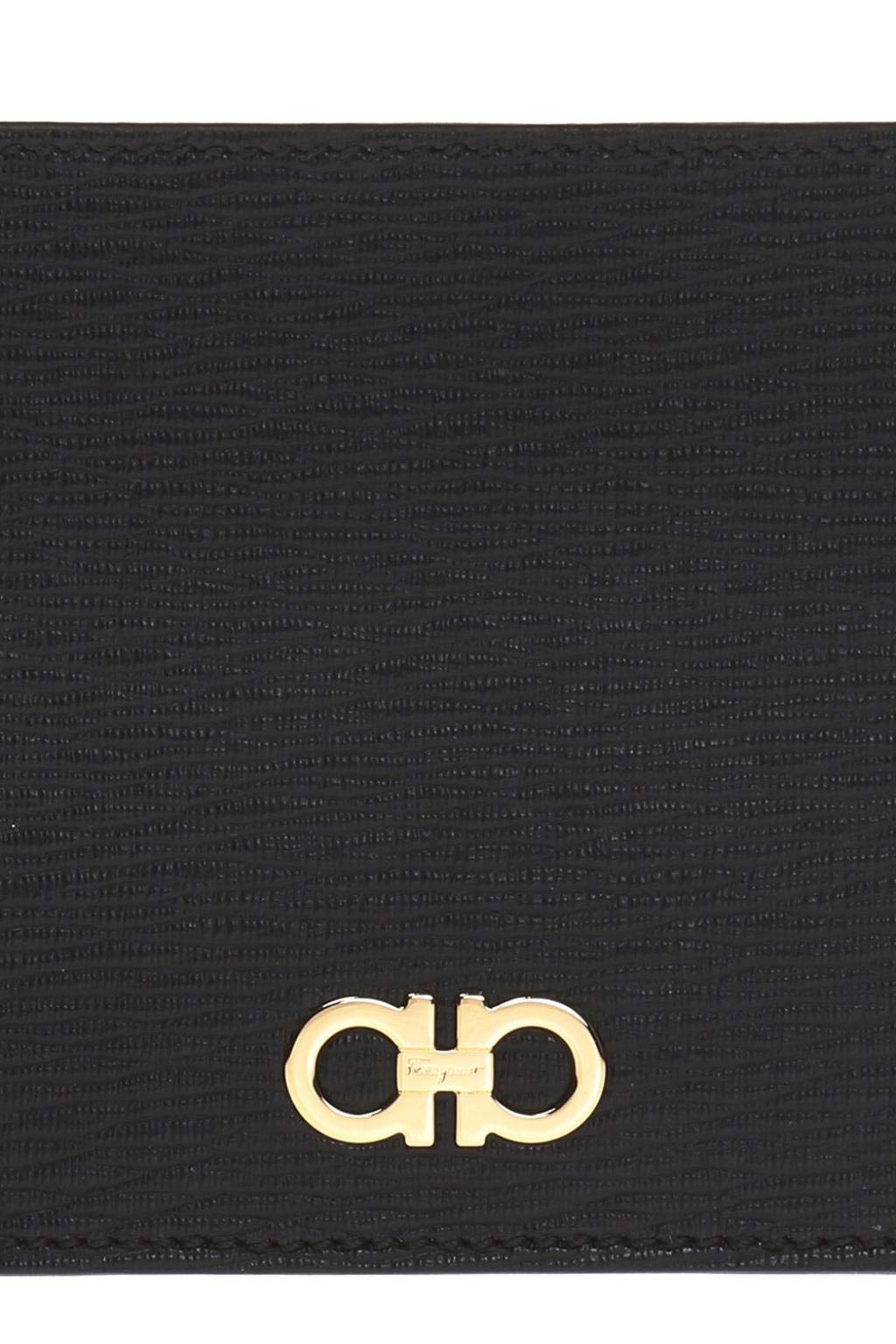 Salvatore Ferragamo Logo Plaque Cardholder in Black Leather