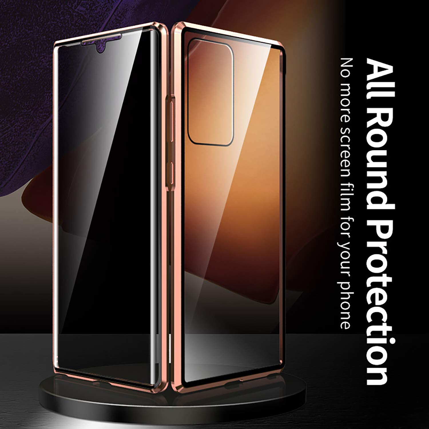 Woskko Anti-peep Case Compatible Galaxy Note20 Ultra Magnetic case, Magnetic Adsorption Double-Sided Privacy Screen Protector Case Cover for Samsung Galaxy Note20 Ultra 6.9 inch 5G 2020 (Bronze Gold)