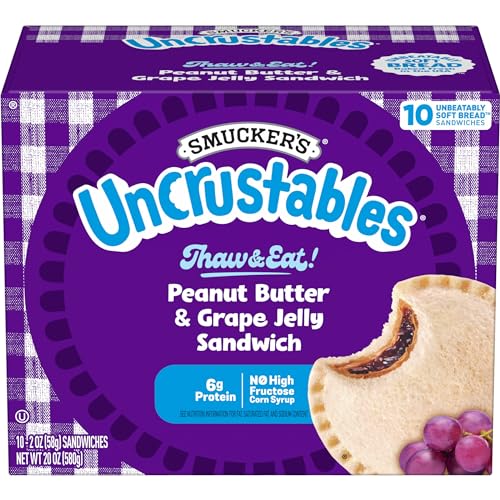 Smucker's Uncrustables Frozen Peanut Butter & Grape Jelly Sandwiches, 10 Count, Thaw & Eat