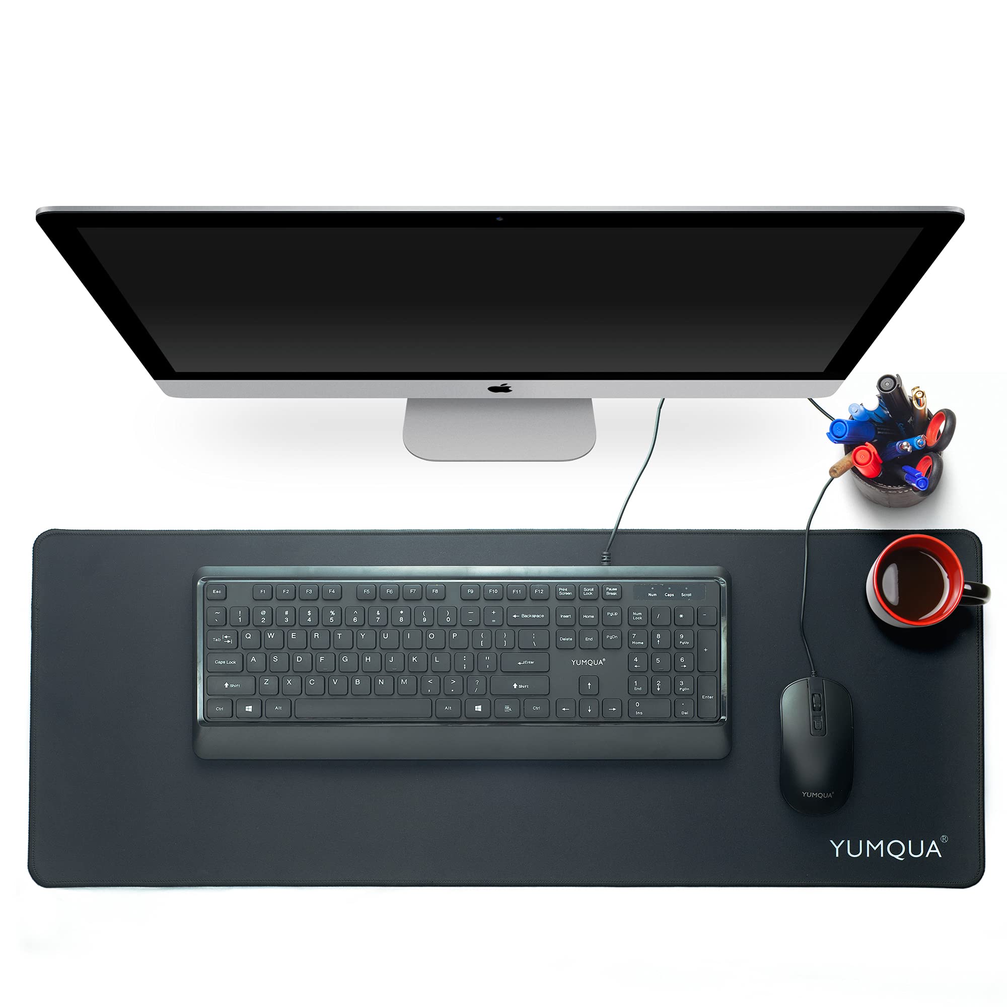 Wired Keyboard and Mouse Combo, YUMQUA Slim Corded USB Keyboard and Mouse Combo for Windows Laptop PC Desktop Computer Notebook, Black