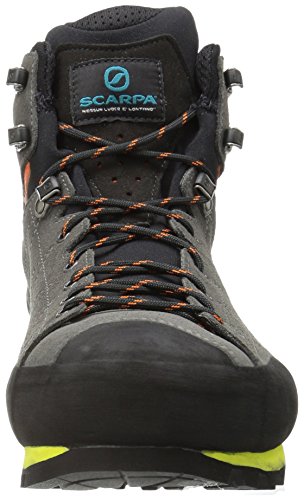 SCARPA Men's Zodiac Plus GTX Waterproof Gore-Tex Boots for Backpacking and Hiking - Shark/Orange - 8.5