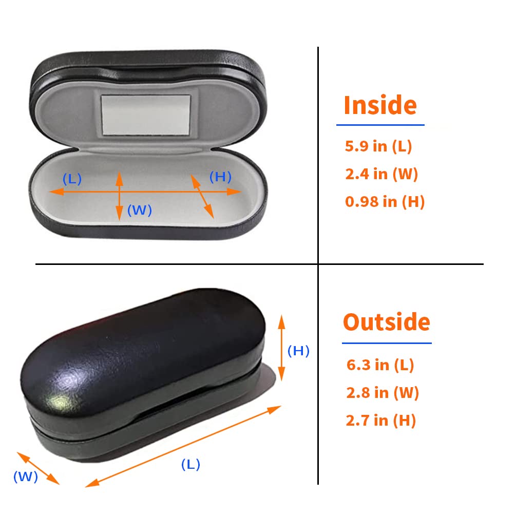 Xoneuxe 2 in 1 Eyeglasses Case,Glasses Case for Two Frames,Eyeglass Case Hard Shell,Double Side Glasses Case Built in Mirror and Flannel for Women and Men,Medium