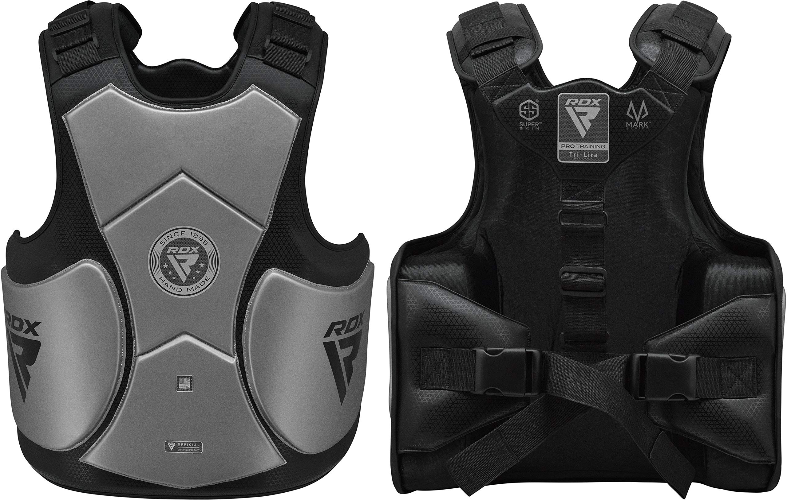 RDX Chest Guard Boxing MMA Training, Maya Hide Leather Mark Pro TRI-Lira Padded Adjustable Body Protector, Muay Thai Martial Arts Sparring Coaching Rib Shield Armour, Kickboxing Taekwondo BJJ Karate