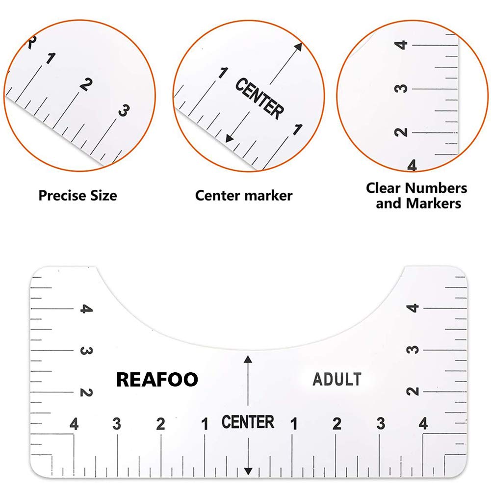 REAFOO T-Shirt Alignment Ruler Guide Tool,4 Pack T-Shirt Ruler to Center Designs for Adults Youth Toddler Infant(White)