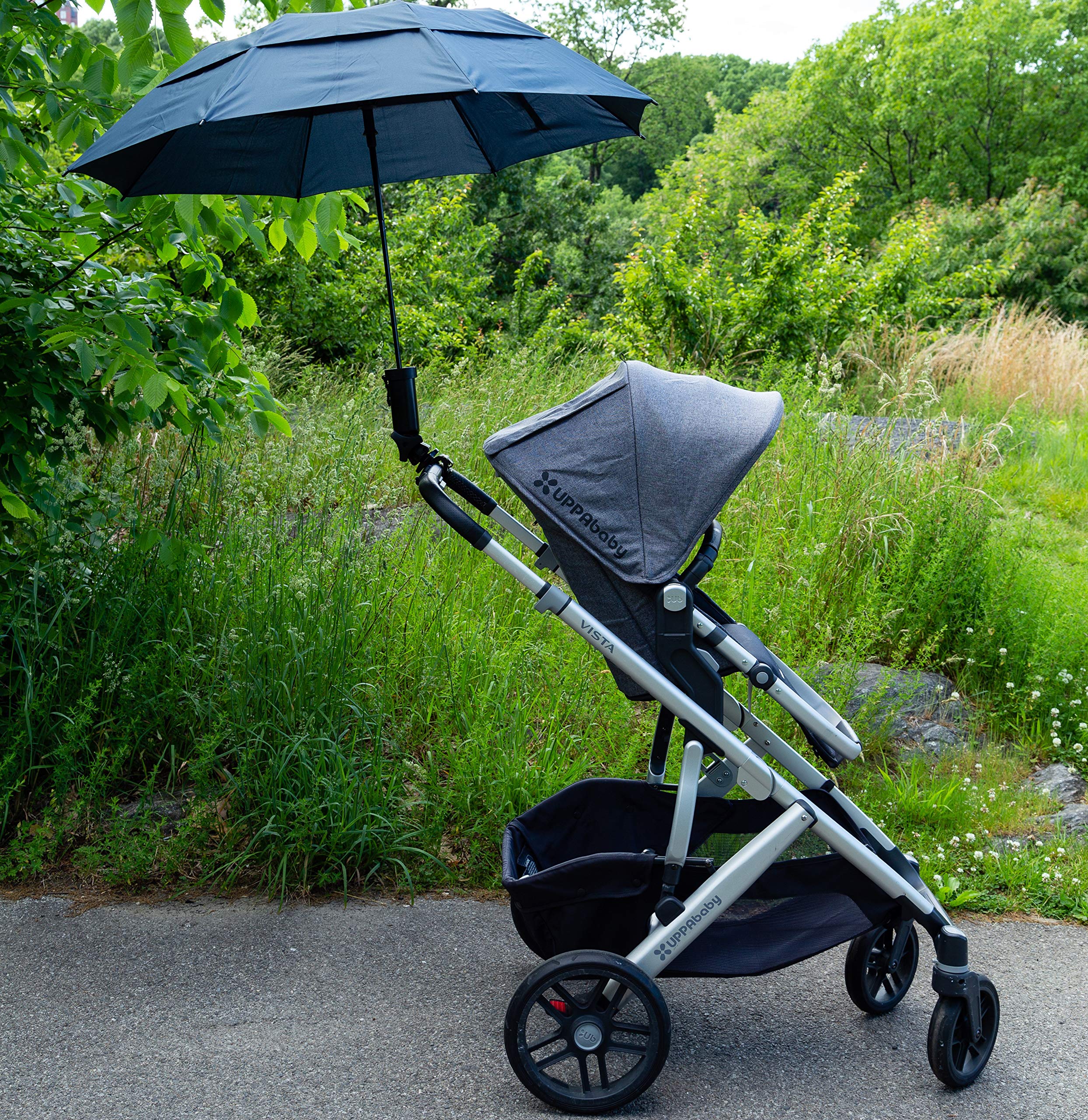 Removable Umbrella Holder & Umbrella by Banana Leaf Designs (Black, Universal Mount + Umbrella)